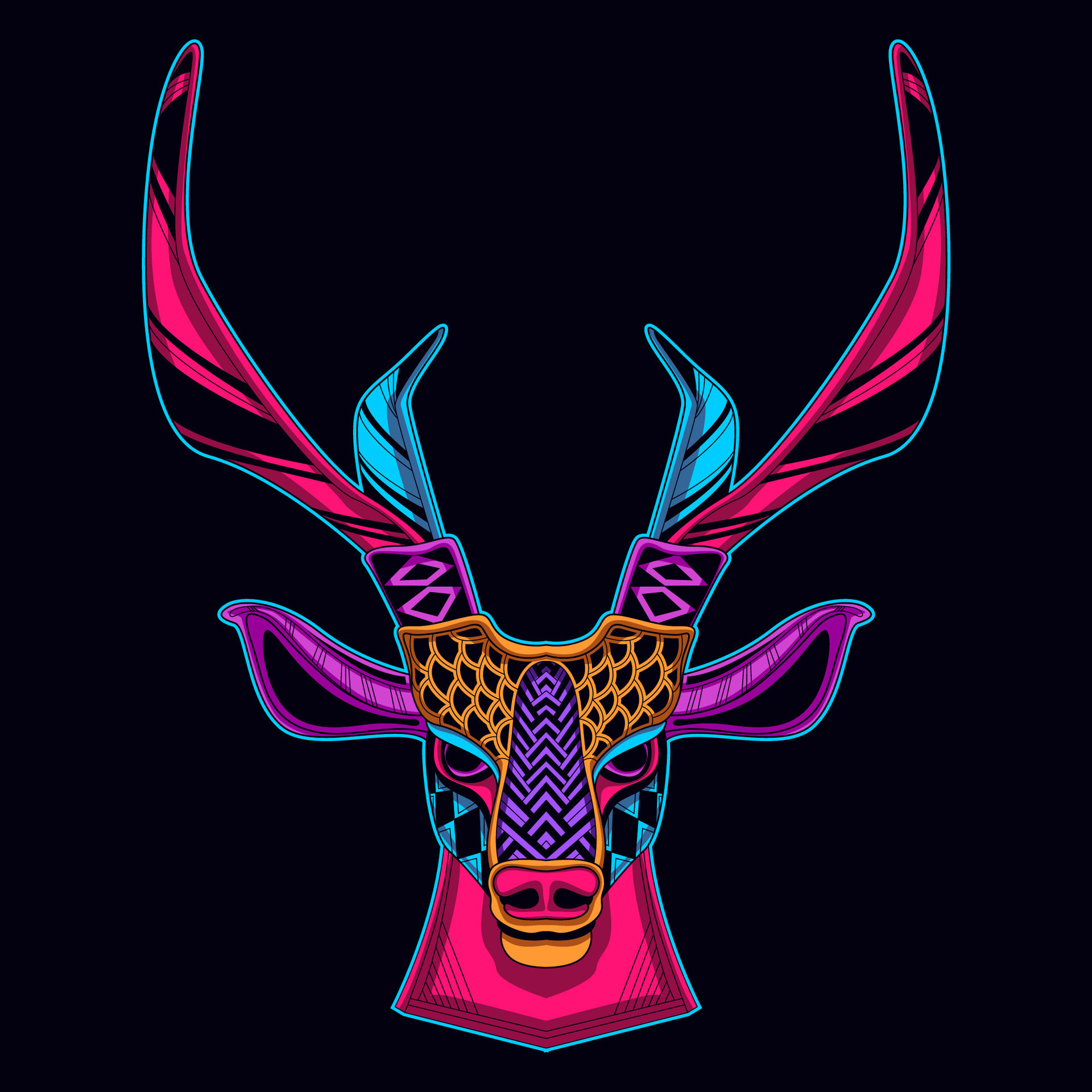 deer head pattern artwork illustration 27496503 Vector Art at Vecteezy