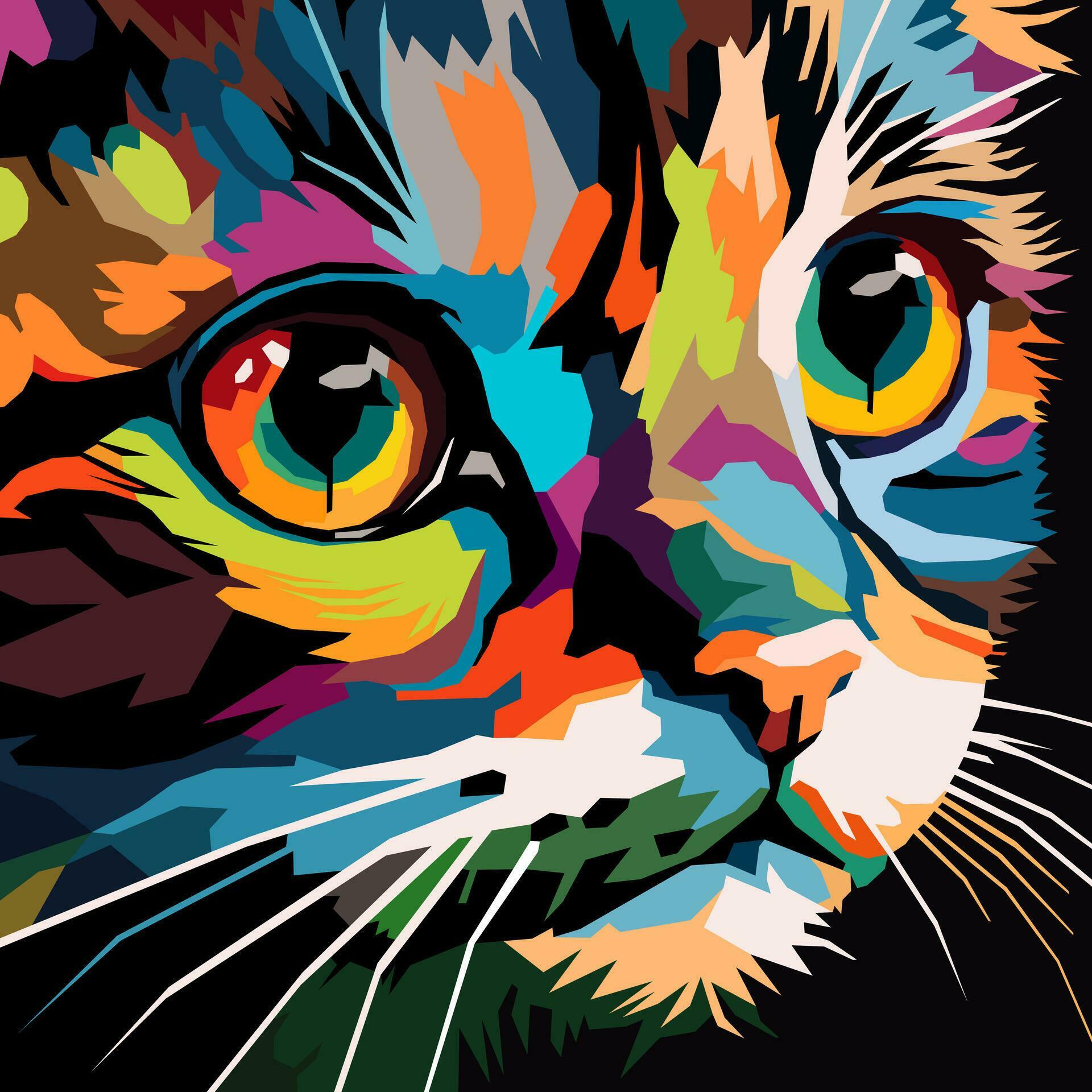 cat face drawn using WPAP art style, pop art, vector illustration. 27497891 Vector Art at Vecteezy