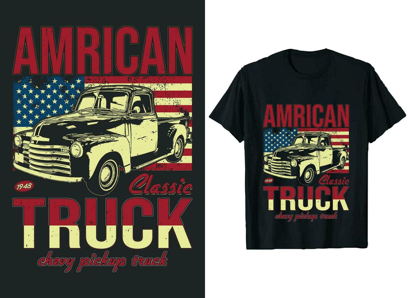 American Classic Truck T Shirt Design Vector Graphic Vintage Look