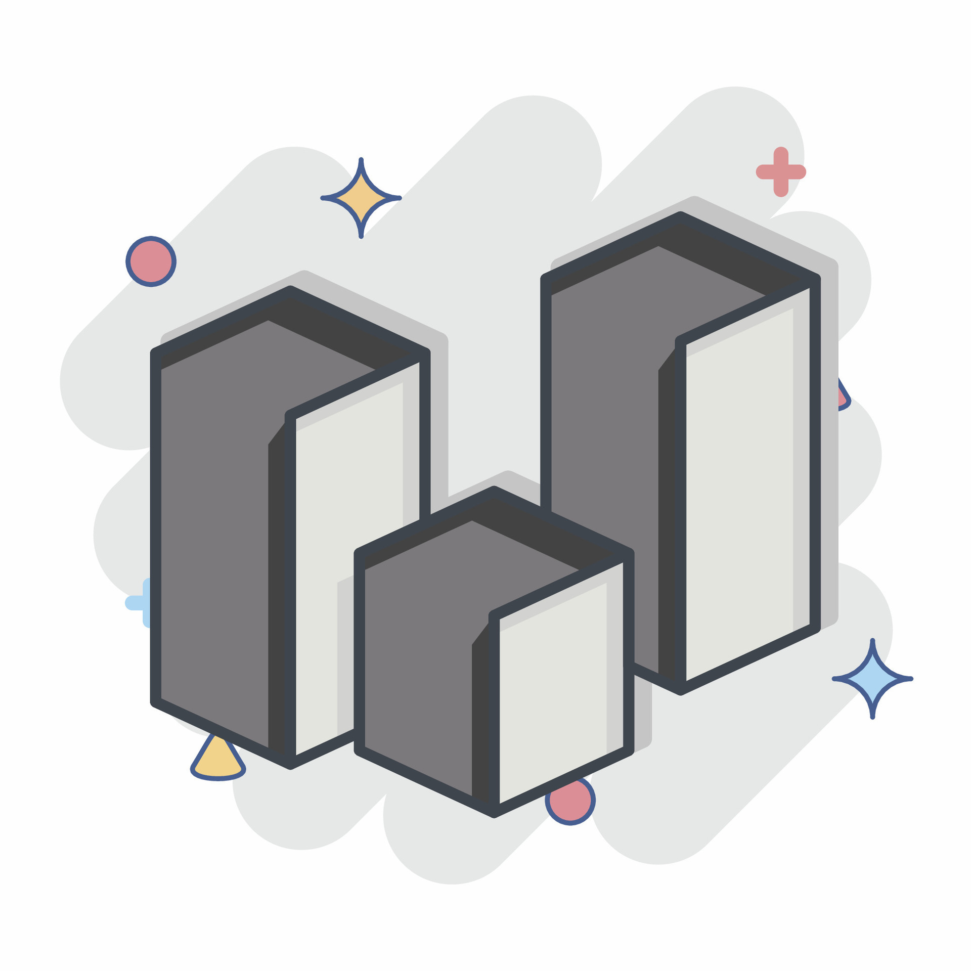 Icon 3D Visualication. related to 3D Visualization symbol. comic style ...