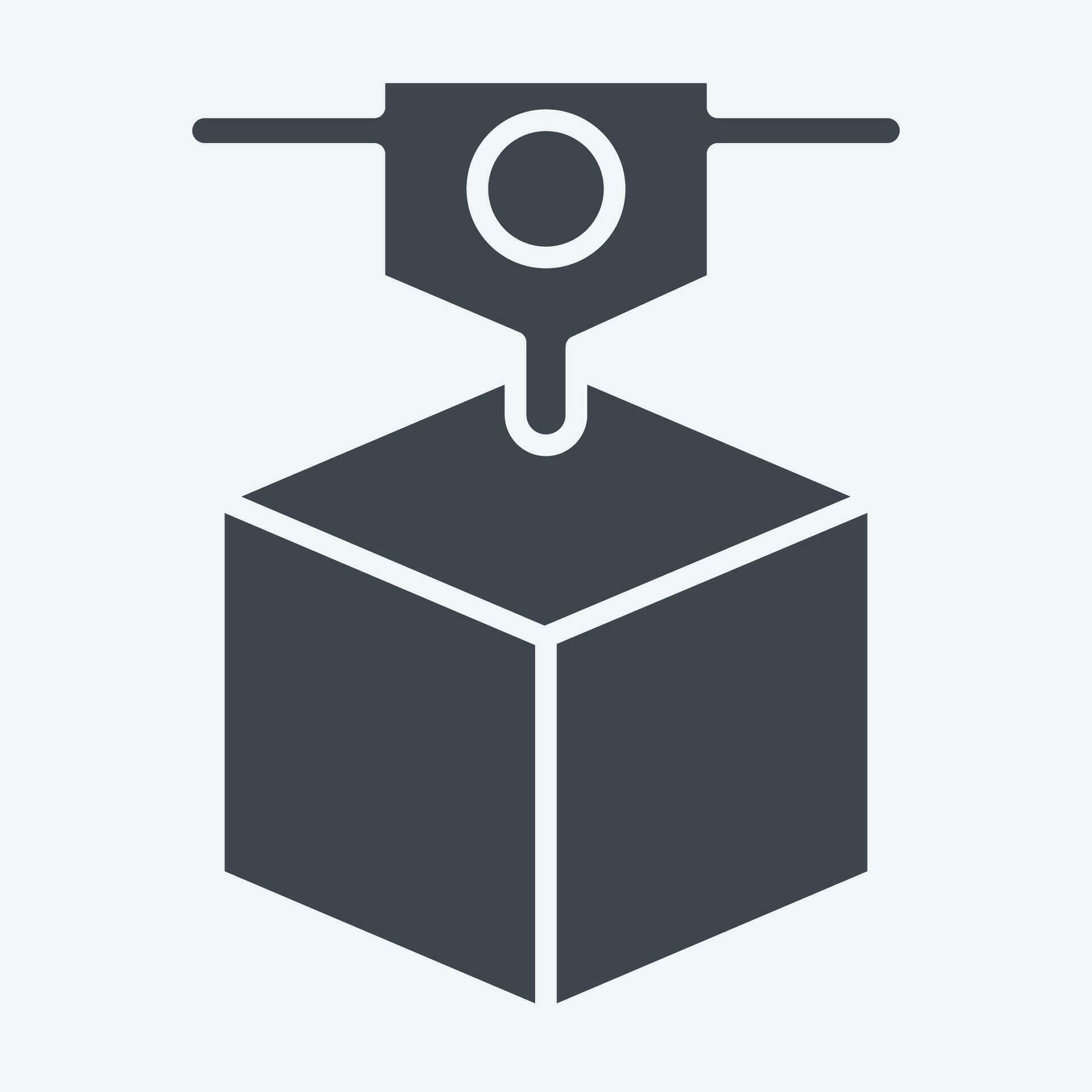 Icon 3D Printing. related to 3D Visualization symbol. glyph style ...