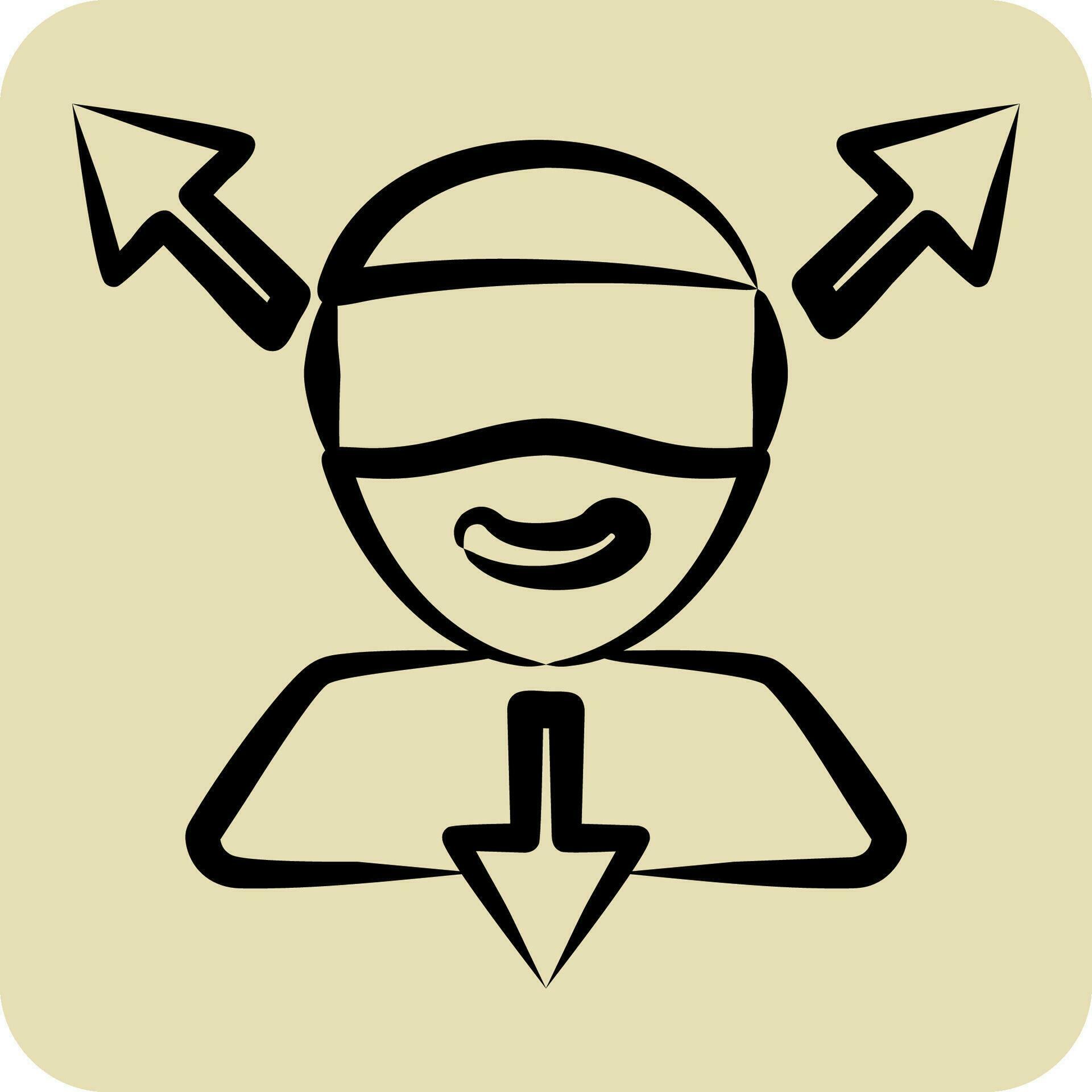 Icon Virtual Reality. related to 3D Visualization symbol. hand drawn ...