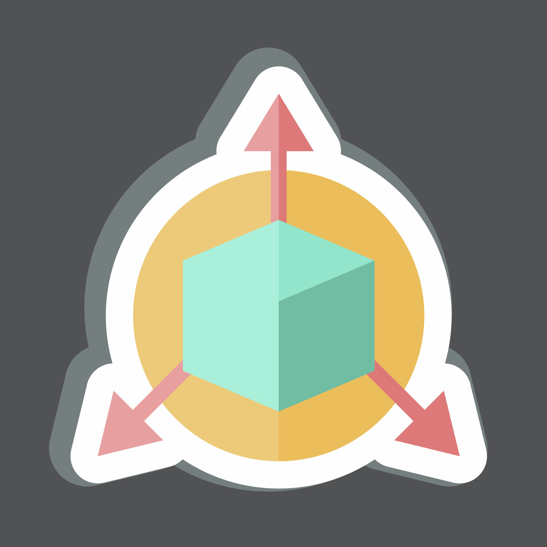 Sticker Three Dimensional Object Related To 3d Visualization Symbol Simple Design Editable