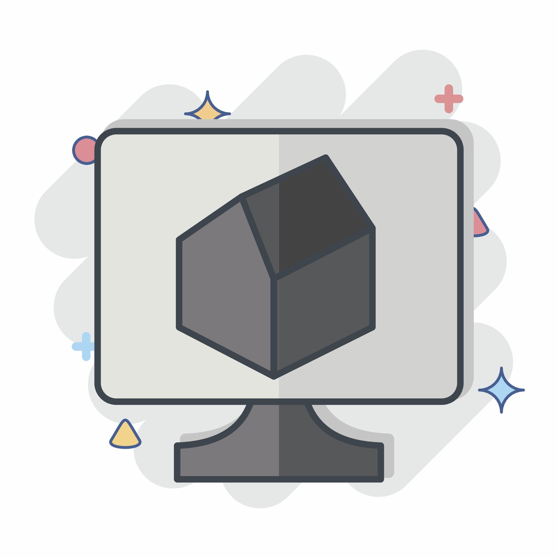 Icon 3D Rendering. related to 3D Visualization symbol. comic style ...