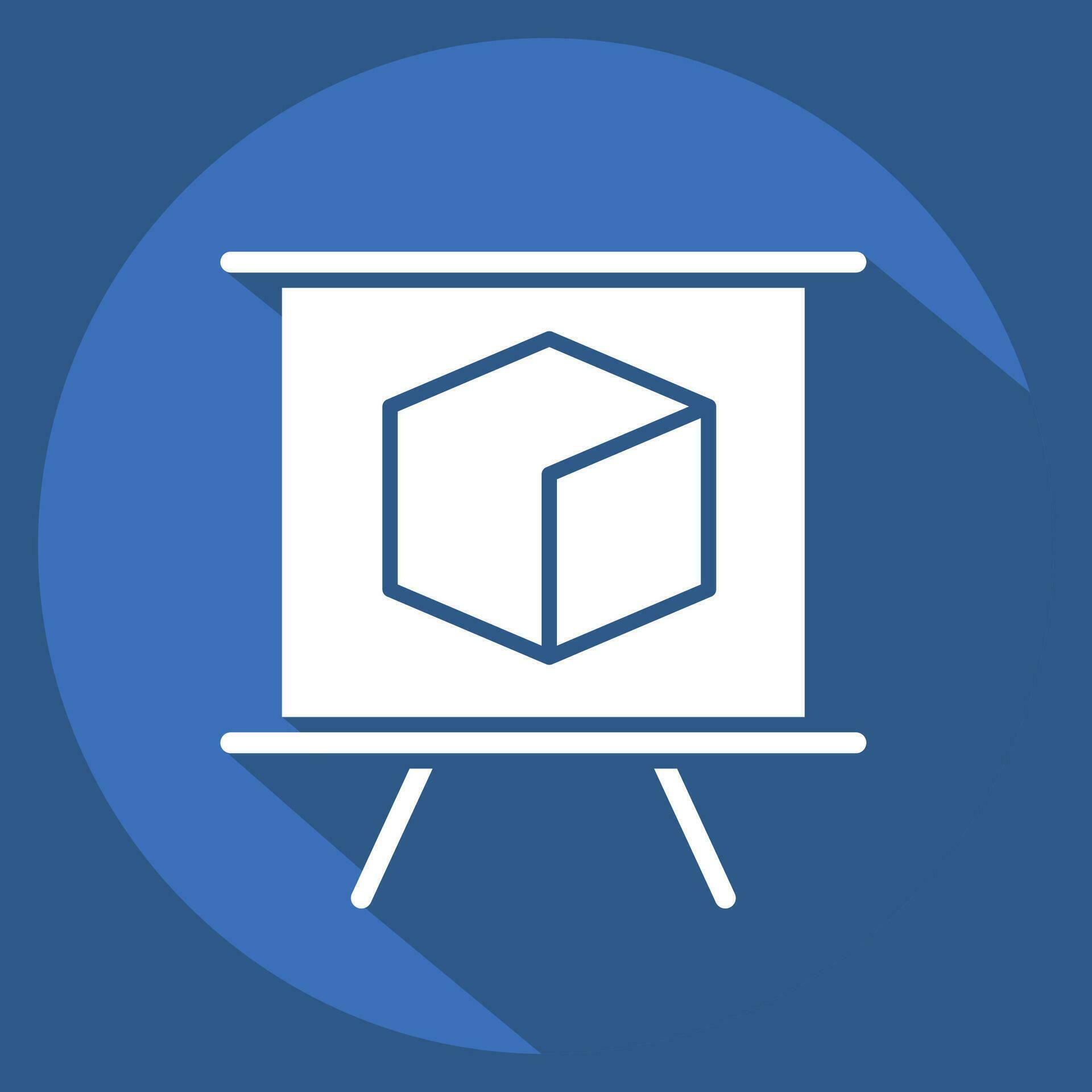 Icon 3d Presentation Related To 3d Visualization Symbol Long Shadow Style Simple Design