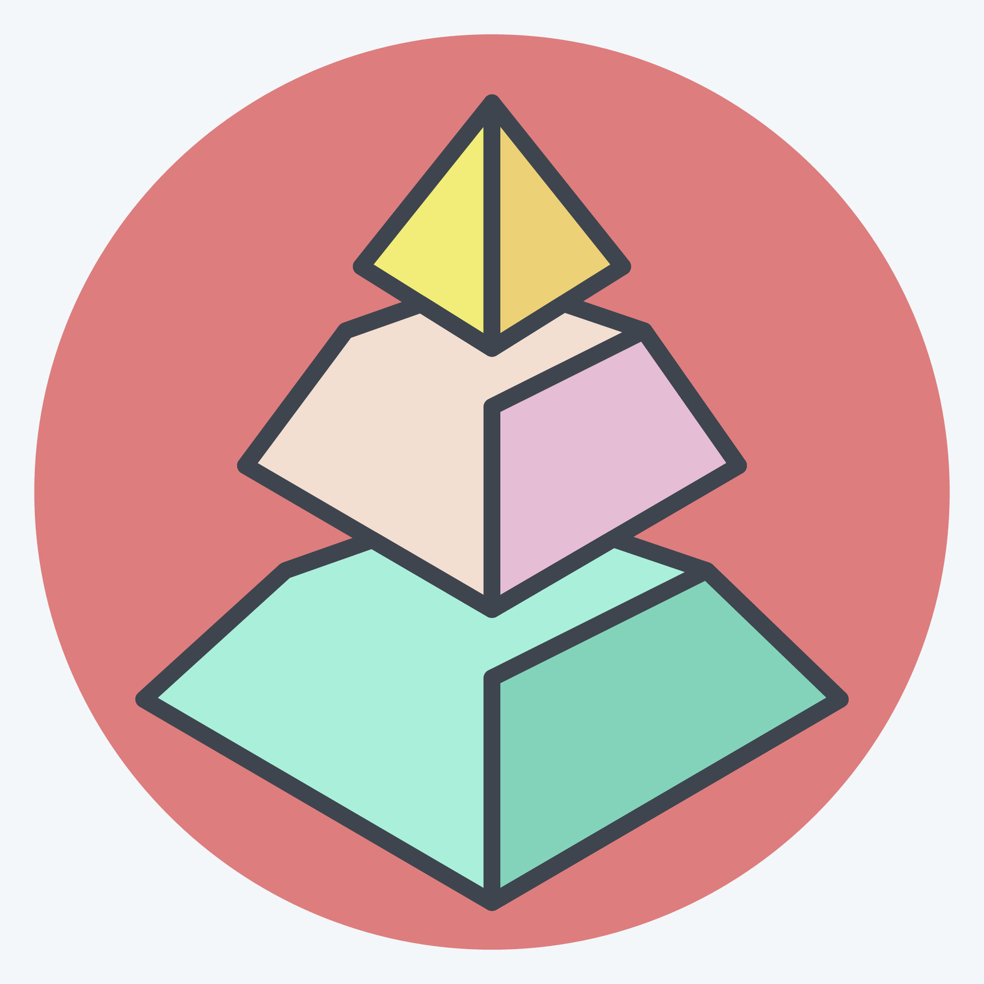 Icon Pyramid Chart Related To 3d Visualization Symbol Color Mate Style Simple Design Editable