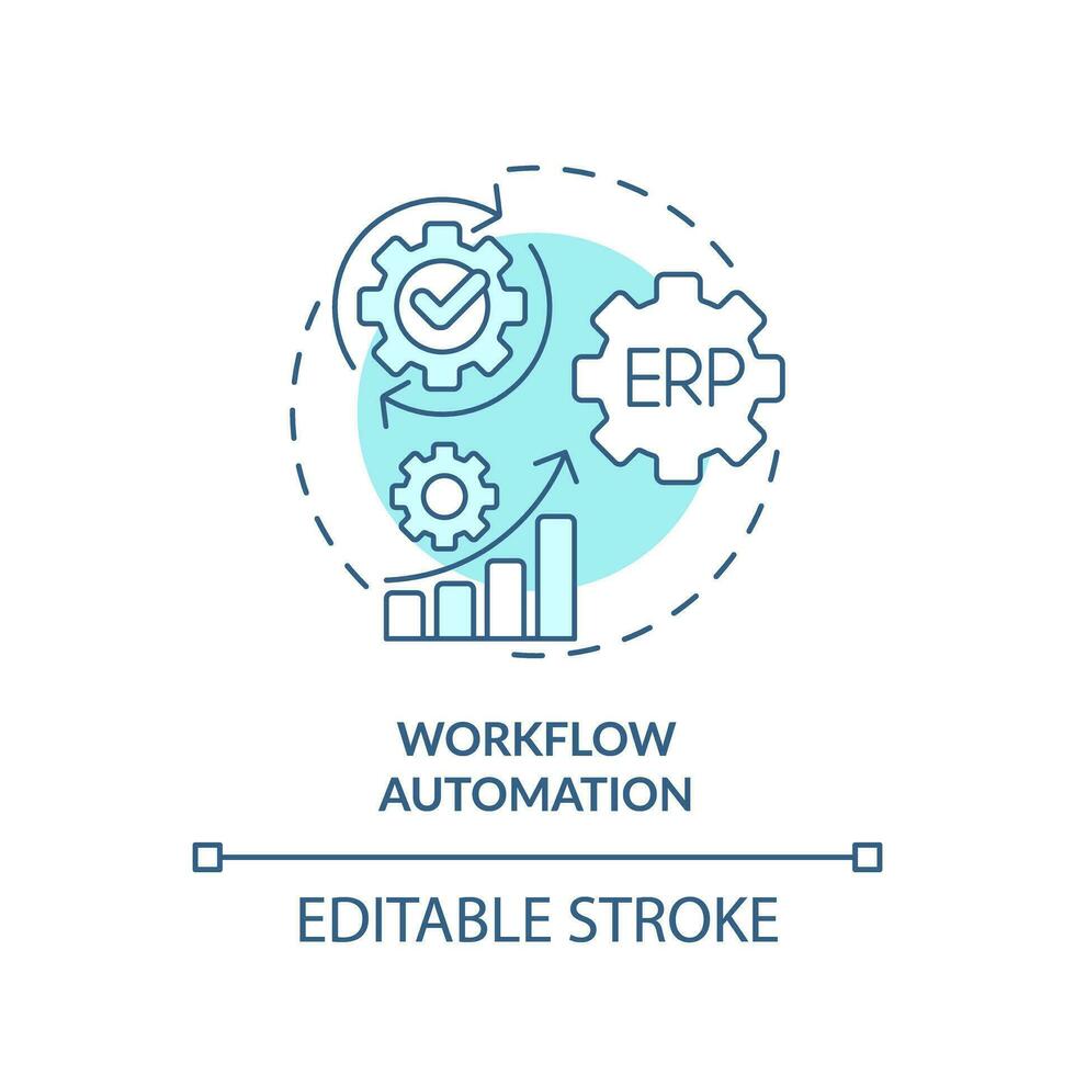 Editable Workflow Automation Blue Icon Concept Isolated Vector