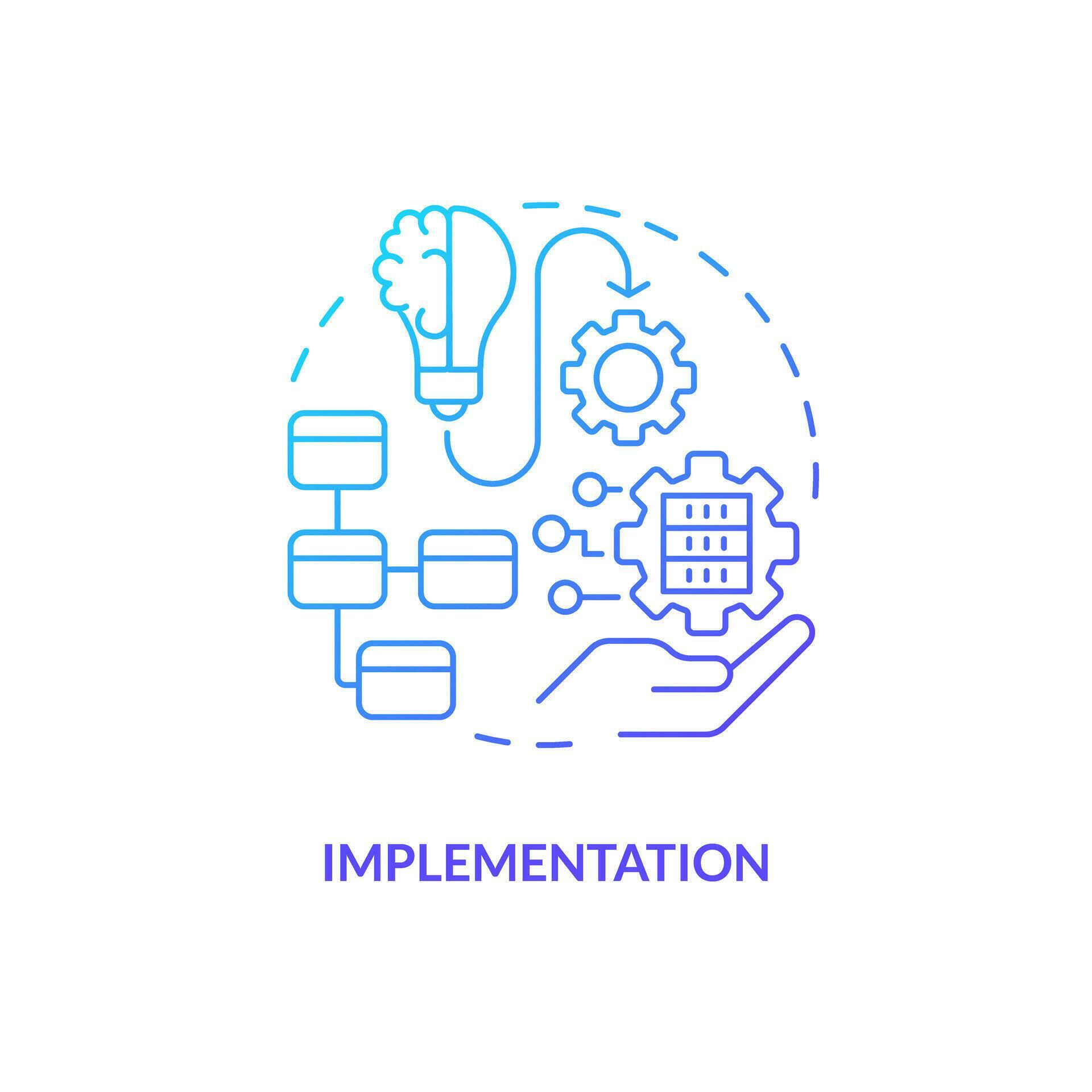 Blue gradient implementation thin line icon concept, isolated vector ...