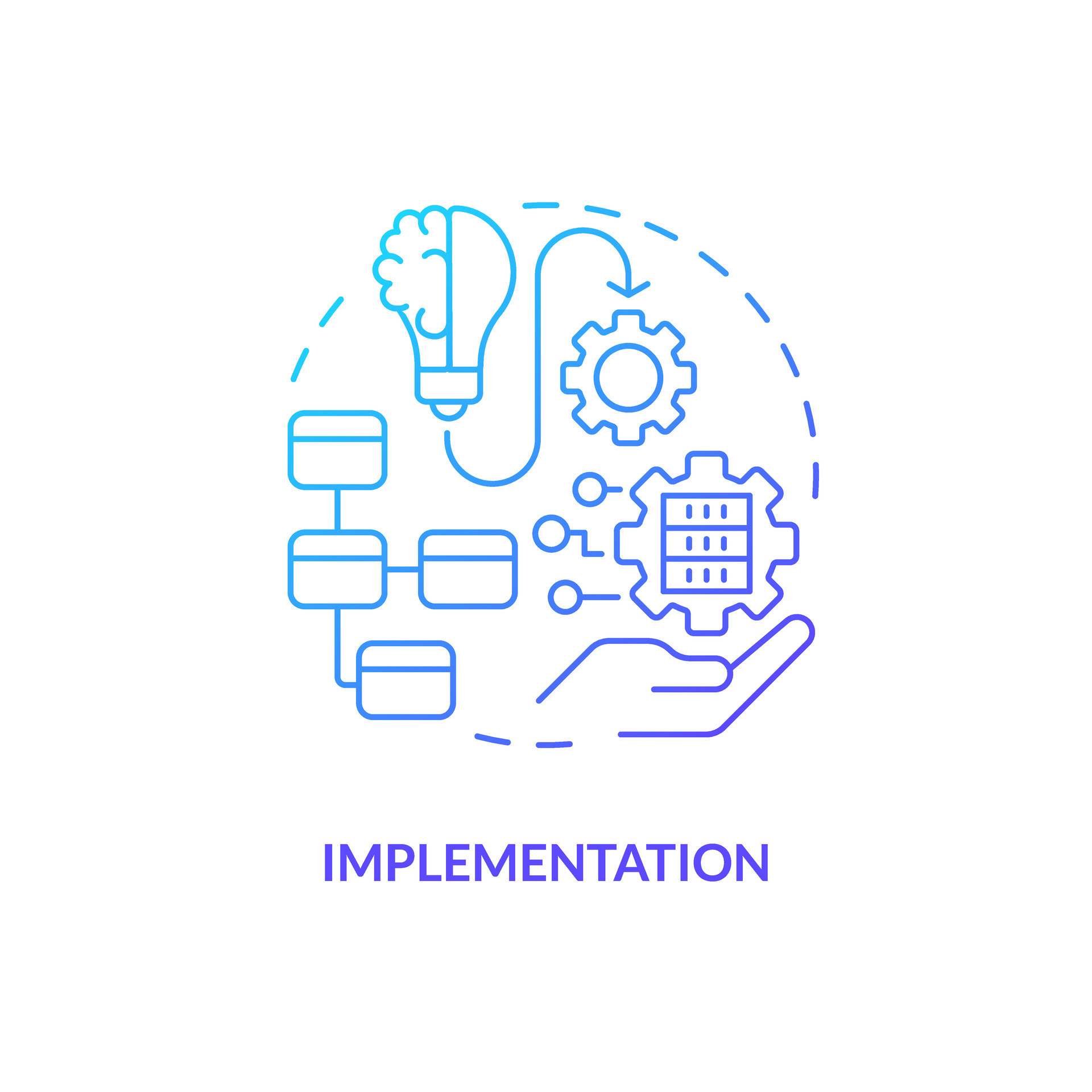 Blue Gradient Implementation Thin Line Icon Concept Isolated Vector