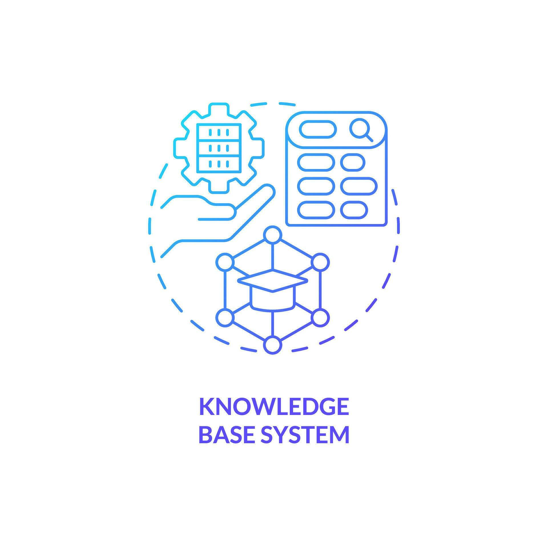Blue gradient knowledge base system thin line icon concept, isolated ...