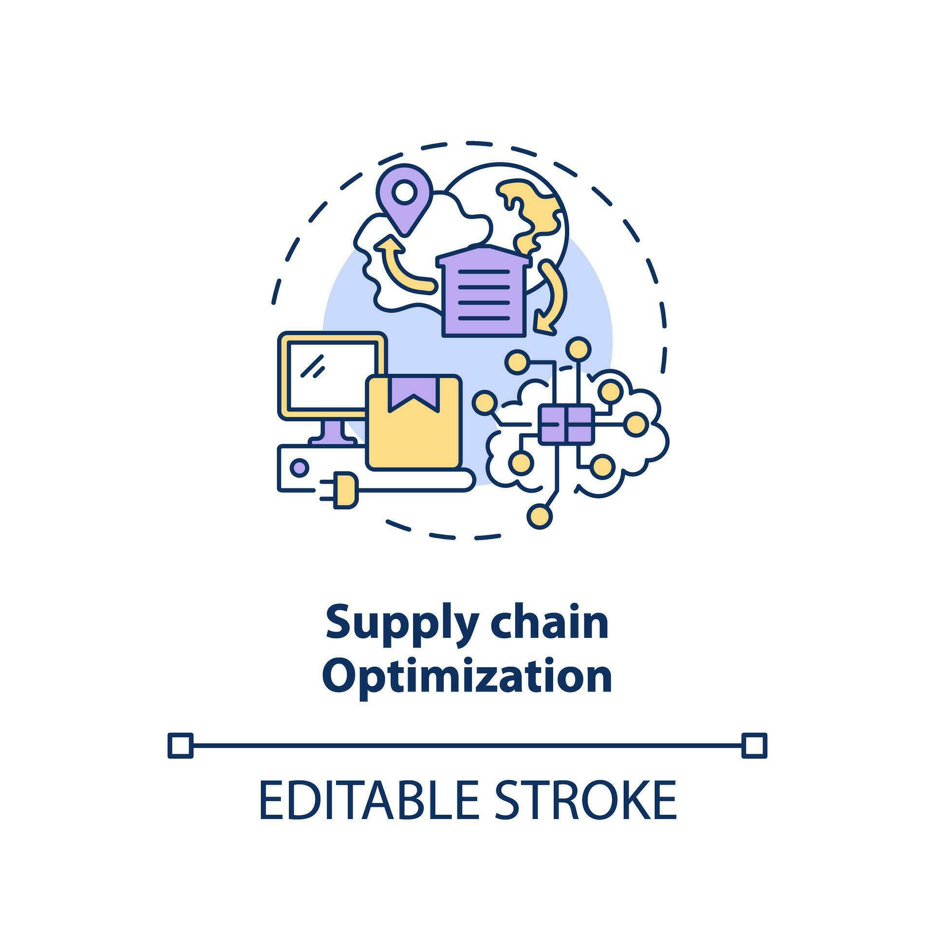 2d Editable Supply Chain Optimization Thin Line Icon Concept Isolated