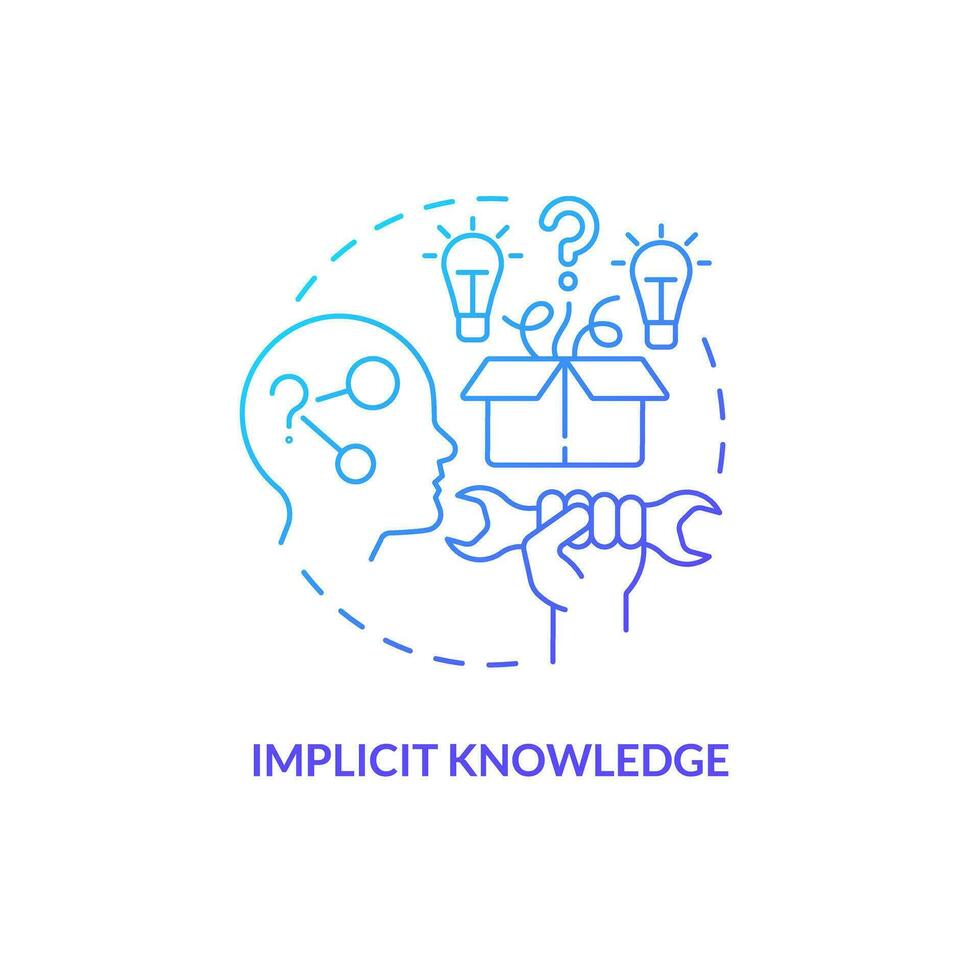 Blue gradient implicit knowledge thin line icon concept, isolated ...