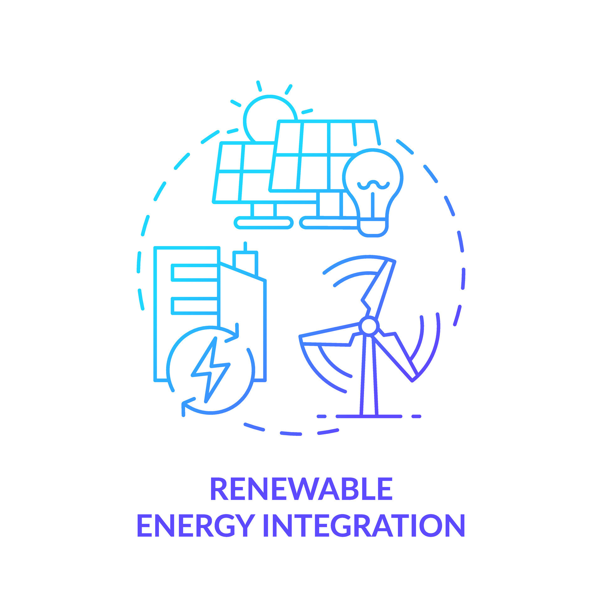 Blue gradient renewable energy integration icon concept, isolated ... Blue gradient renewable energy integration icon concept, isolated ...
