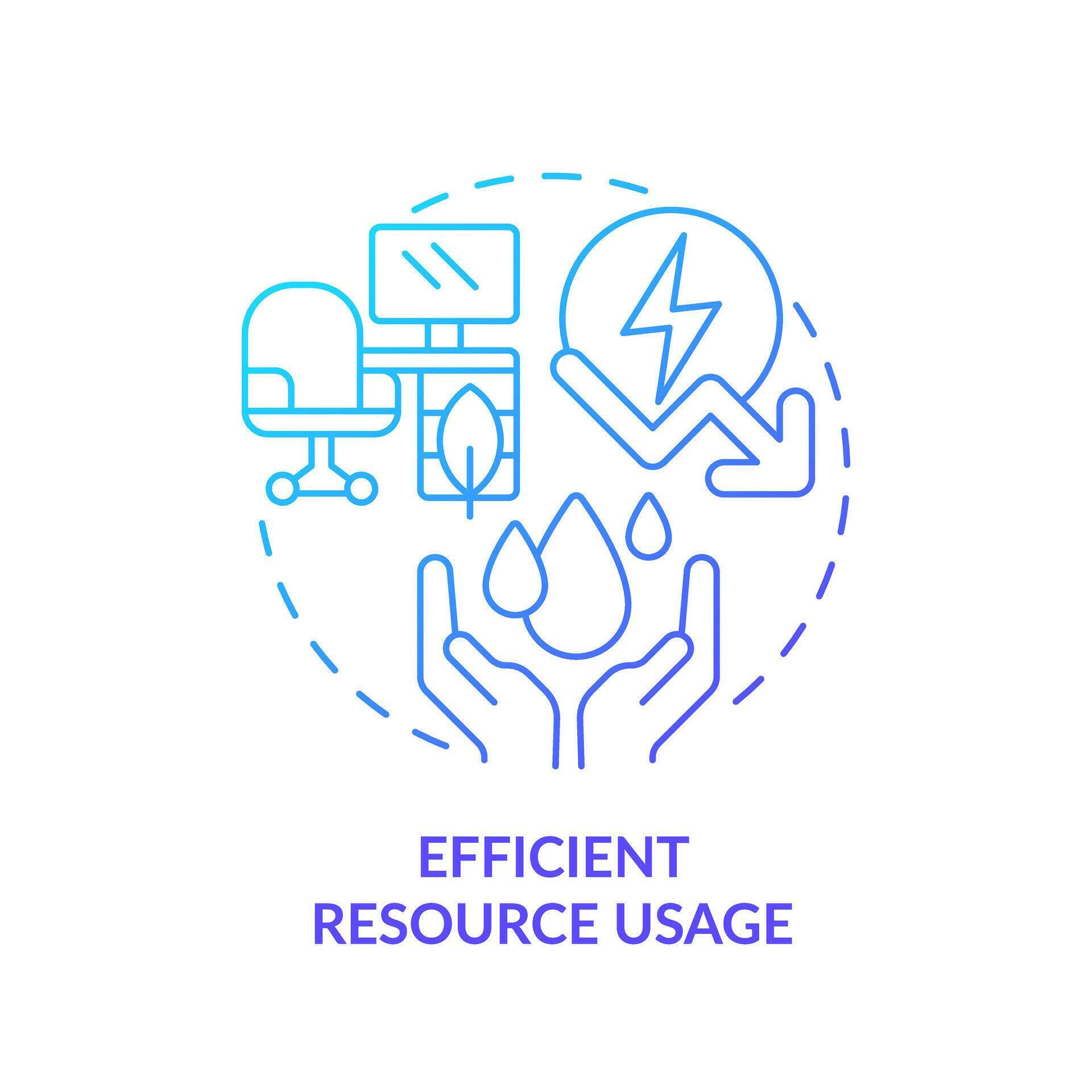 Blue gradient efficient resource usage icon concept, isolated vector, sustainable office thin ...