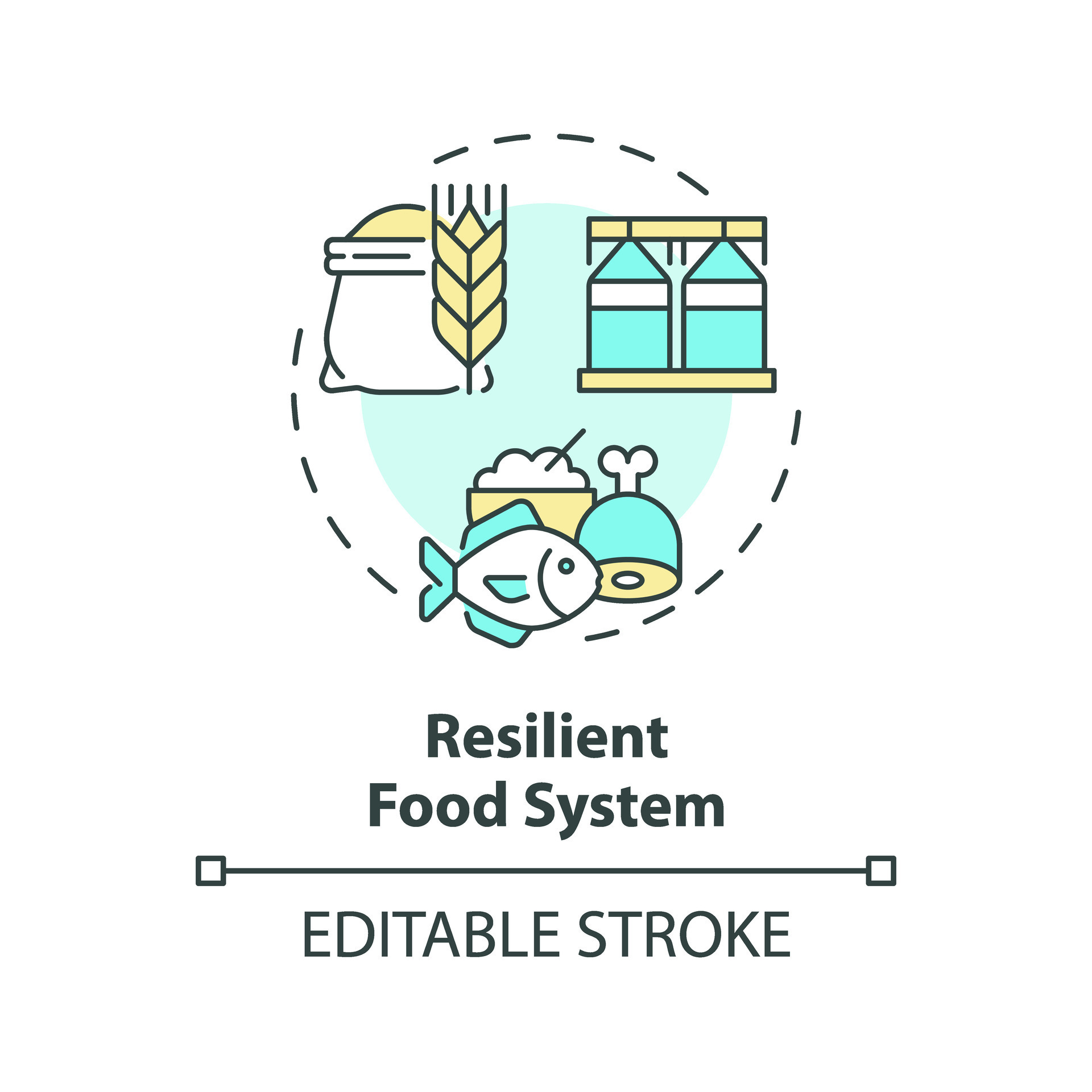 Editable Resilient Food System Icon Representing Heatflation Concept Isolated Vector Global