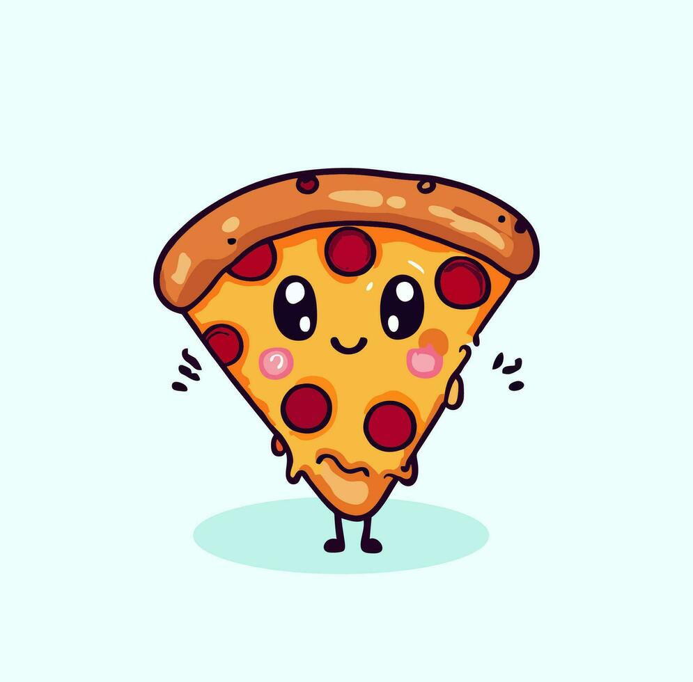Un Dibujos Animados Pizza Personaje Con Un Linda Cara 27501843 Vector 