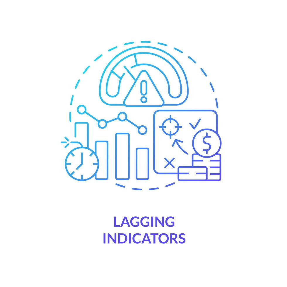 Lagging indicators blue gradient concept icon. Processes prediction ... Lagging indicators blue gradient concept icon. Processes prediction ...