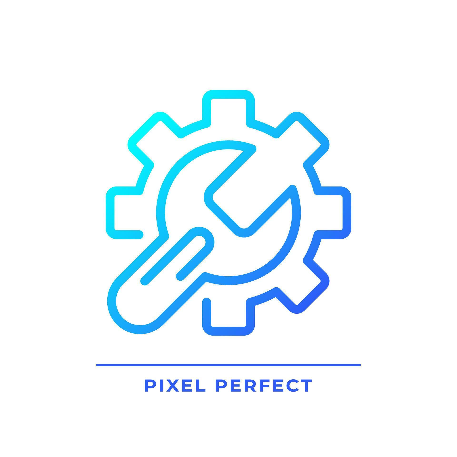 Setup pixel perfect gradient linear vector icon. System settings. Troubleshooting service ...
