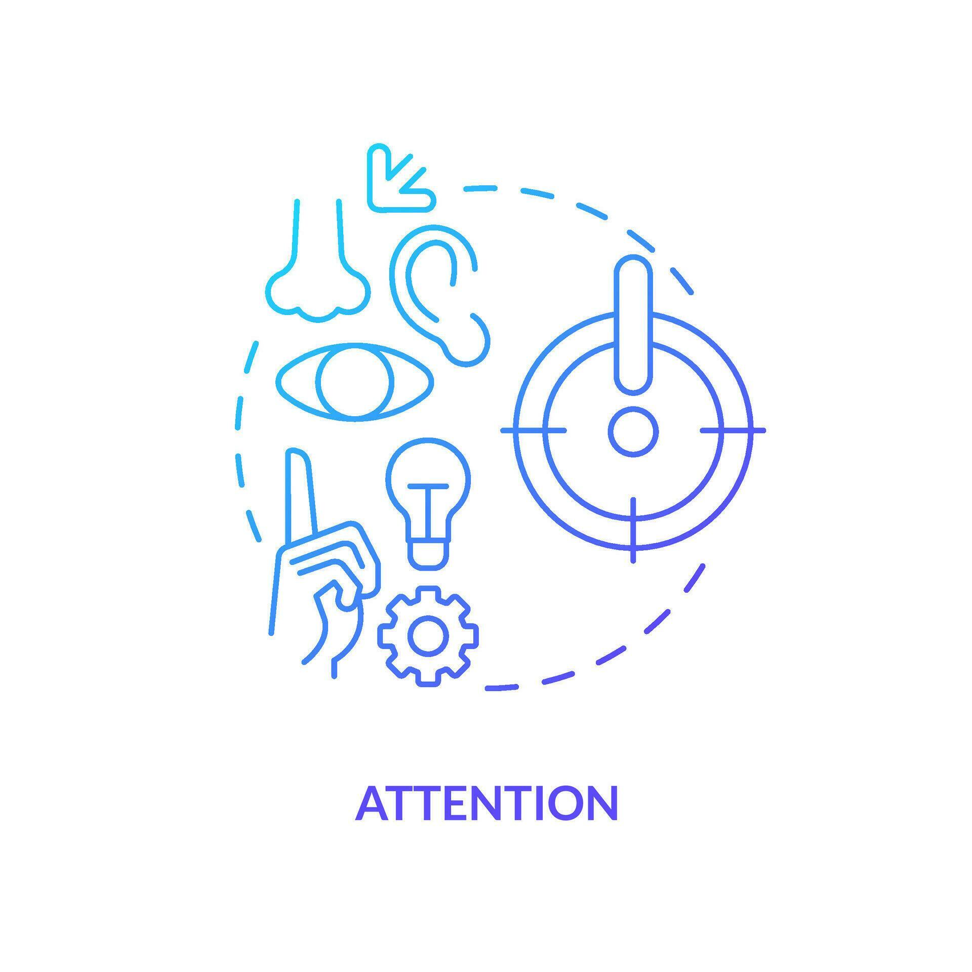 Pay Attention On Ideas Blue Gradient Concept Icon Focus On Insights Brain Memorization Process