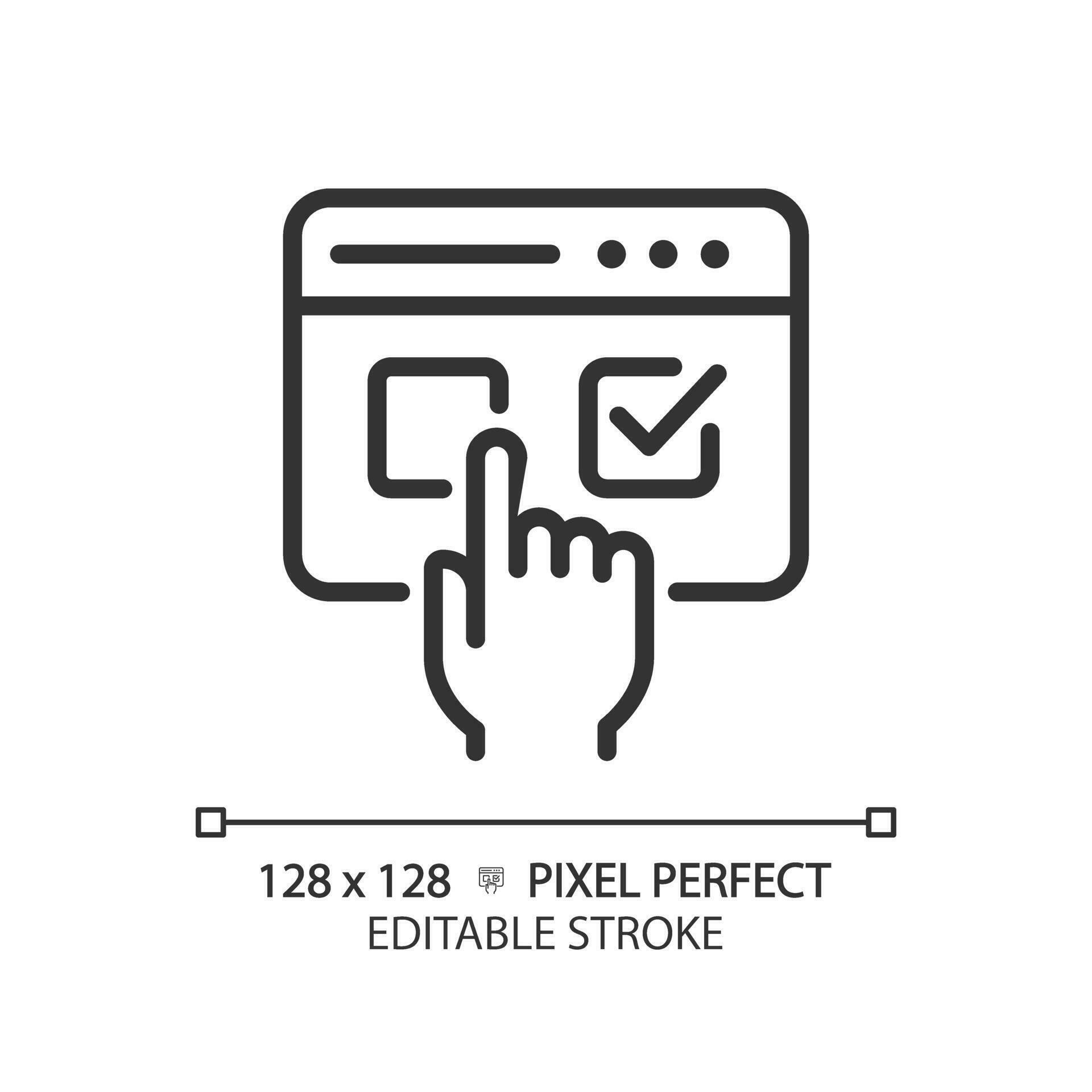 Editable Pixel Perfect Thin Line Icon Representing Electronic Voting Isolated Vector