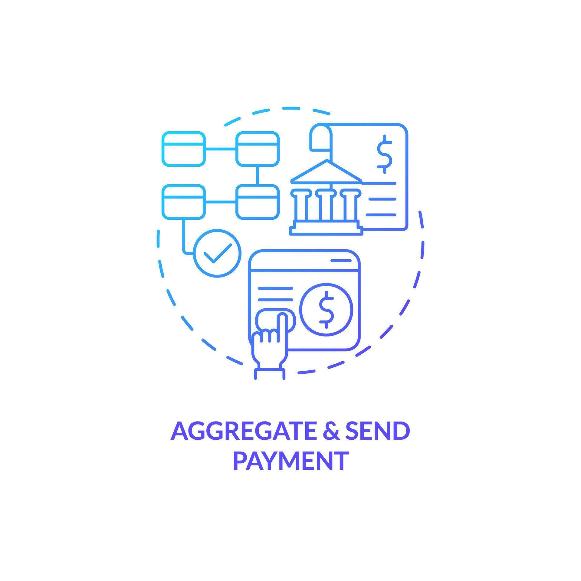 Aggregate and send payment blue gradient concept icon. Transaction ... Aggregate and send payment blue gradient concept icon. Transaction ...