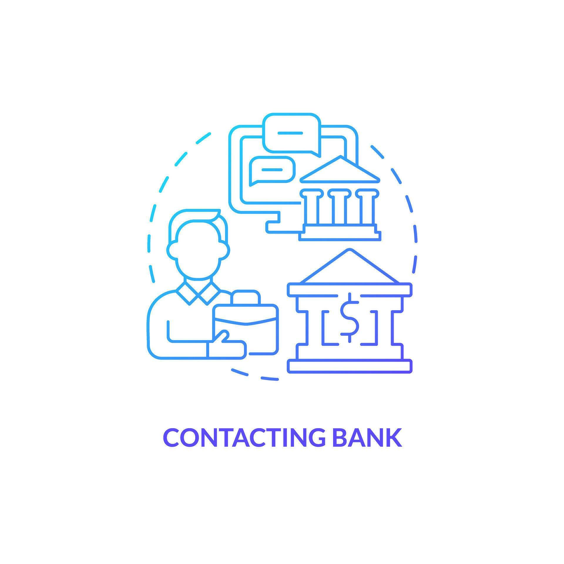 Contacting bank blue gradient concept icon. Automated clearing house ... Contacting bank blue gradient concept icon. Automated clearing house ...