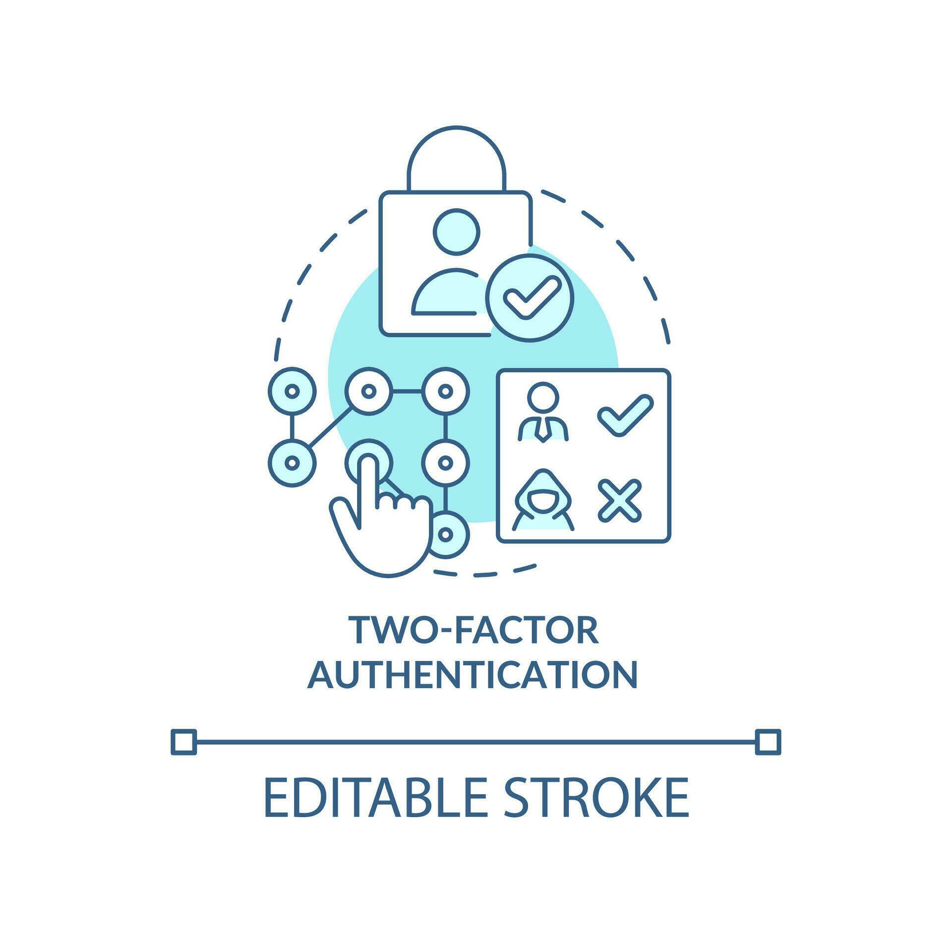 Two factor authentication turquoise concept icon. Mobile banking safety ...