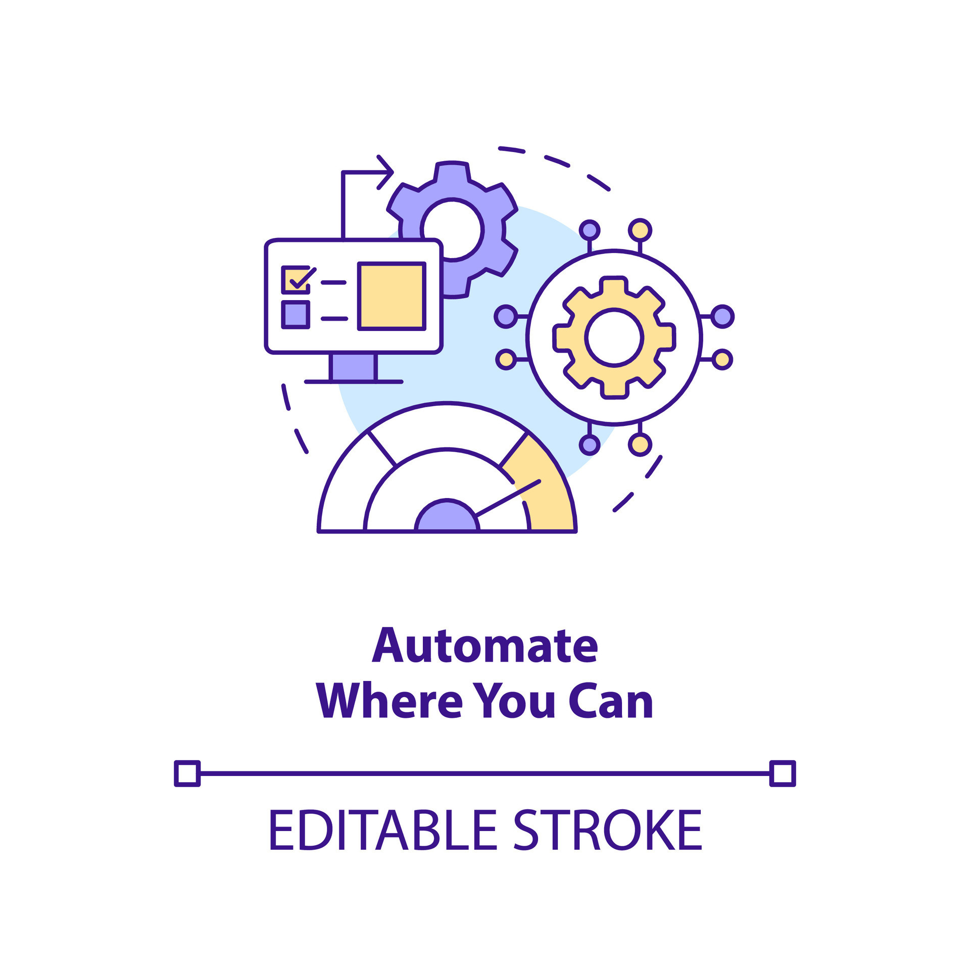 Automation impact on speed concept icon. Improving release management ...