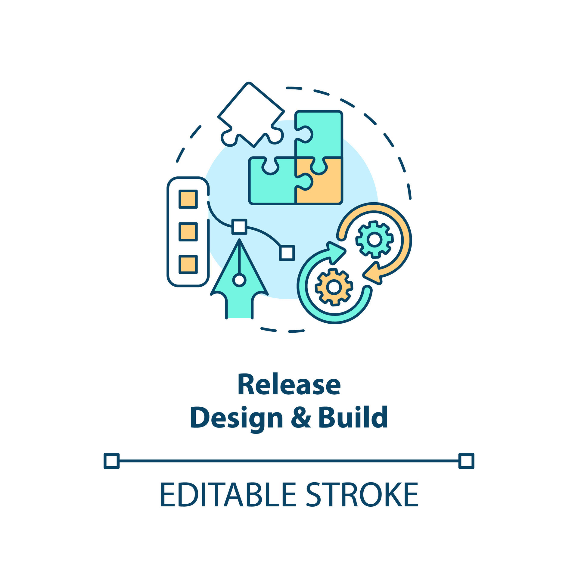 Design and build concept icon. Programming phase. Release management ...