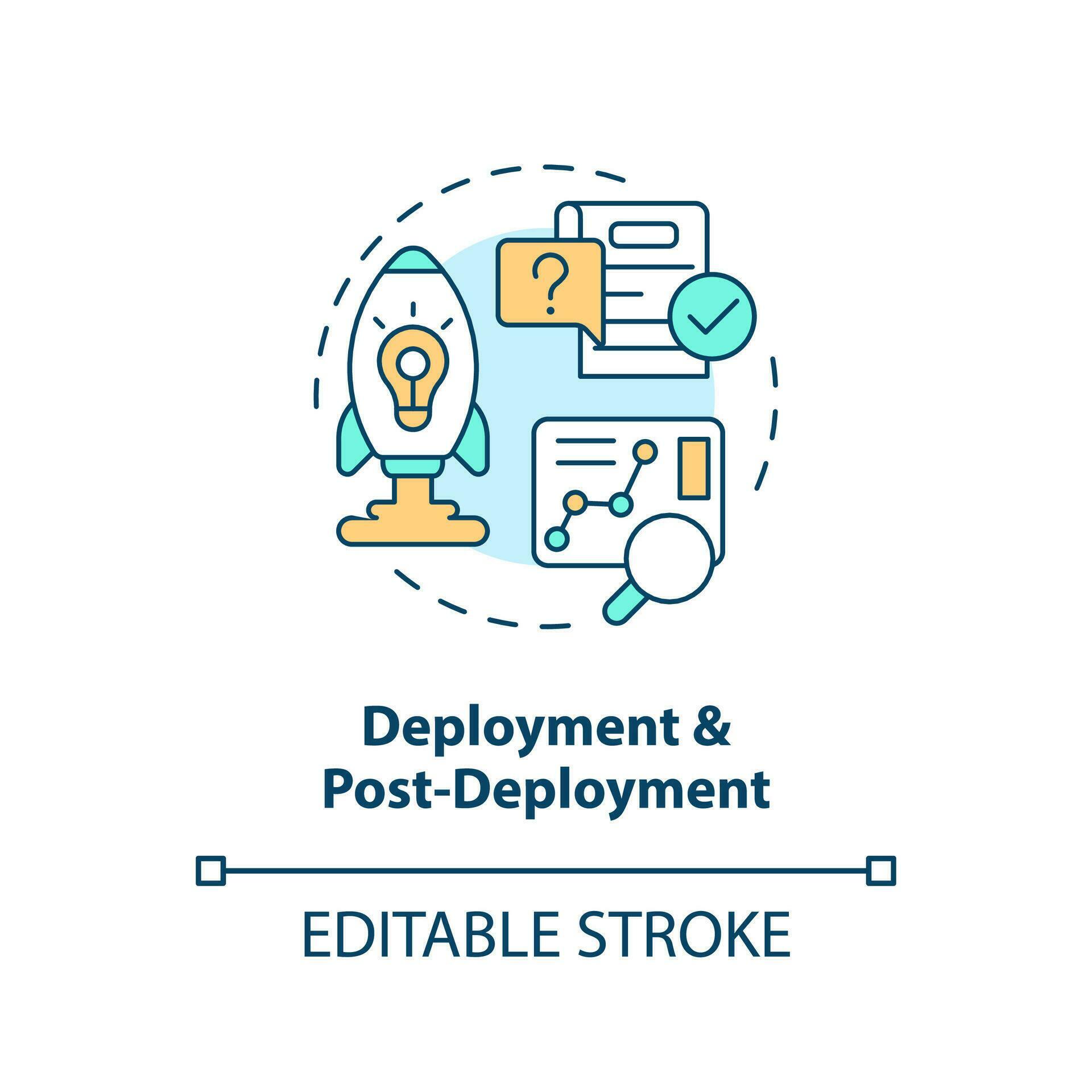 Deployment concept icon. Software development. Release management process step abstract idea ...