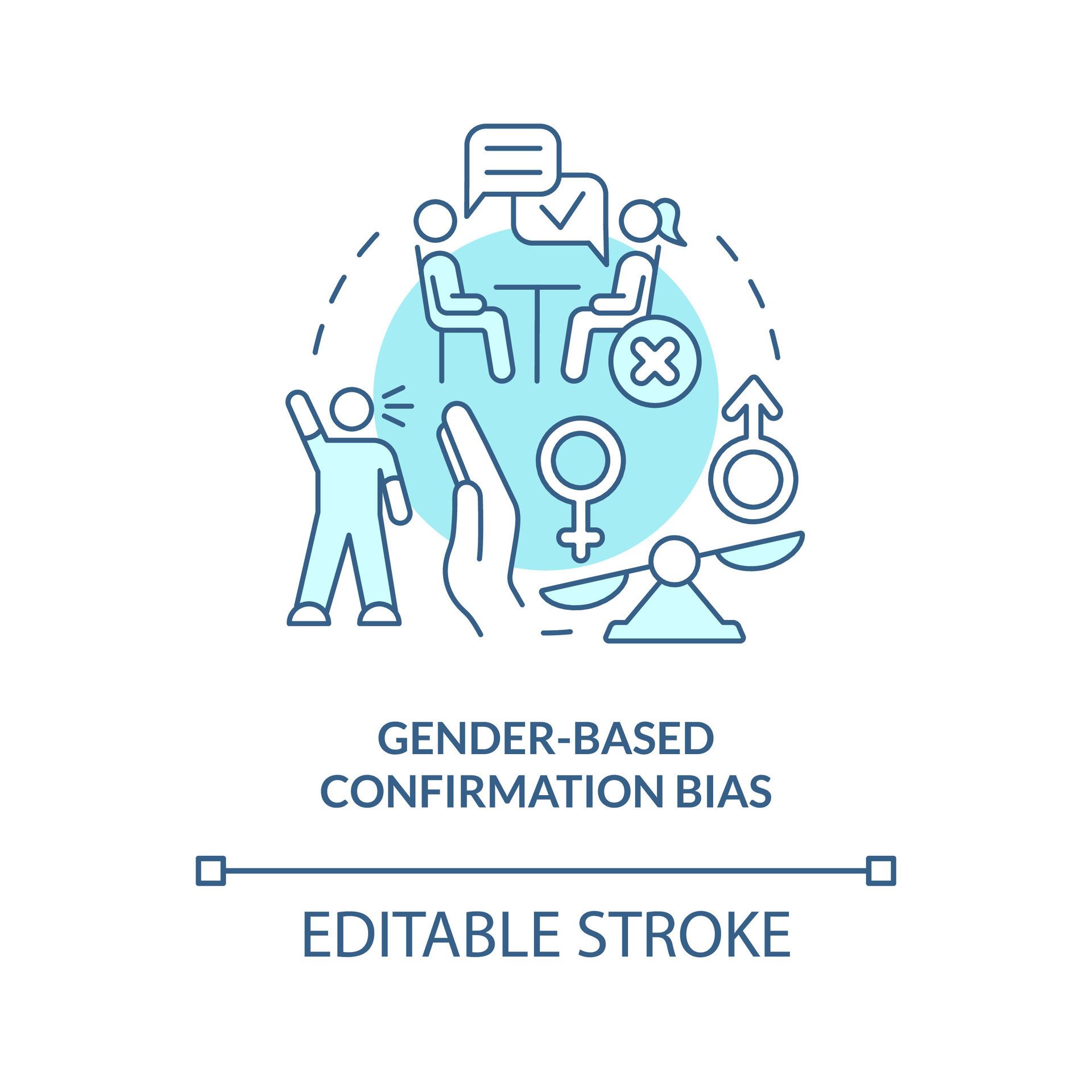 Gender-based confirmation bias turquoise concept icon. Unconscious ... Gender-based confirmation bias turquoise concept icon. Unconscious ...