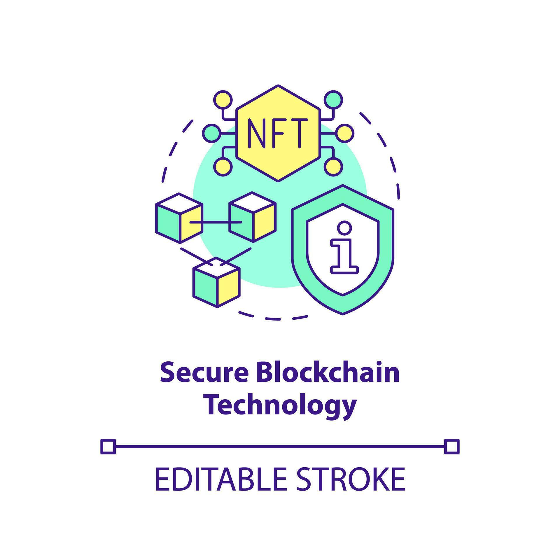 Secure Blockchain Technology Concept Icon Protected Transactions Nft