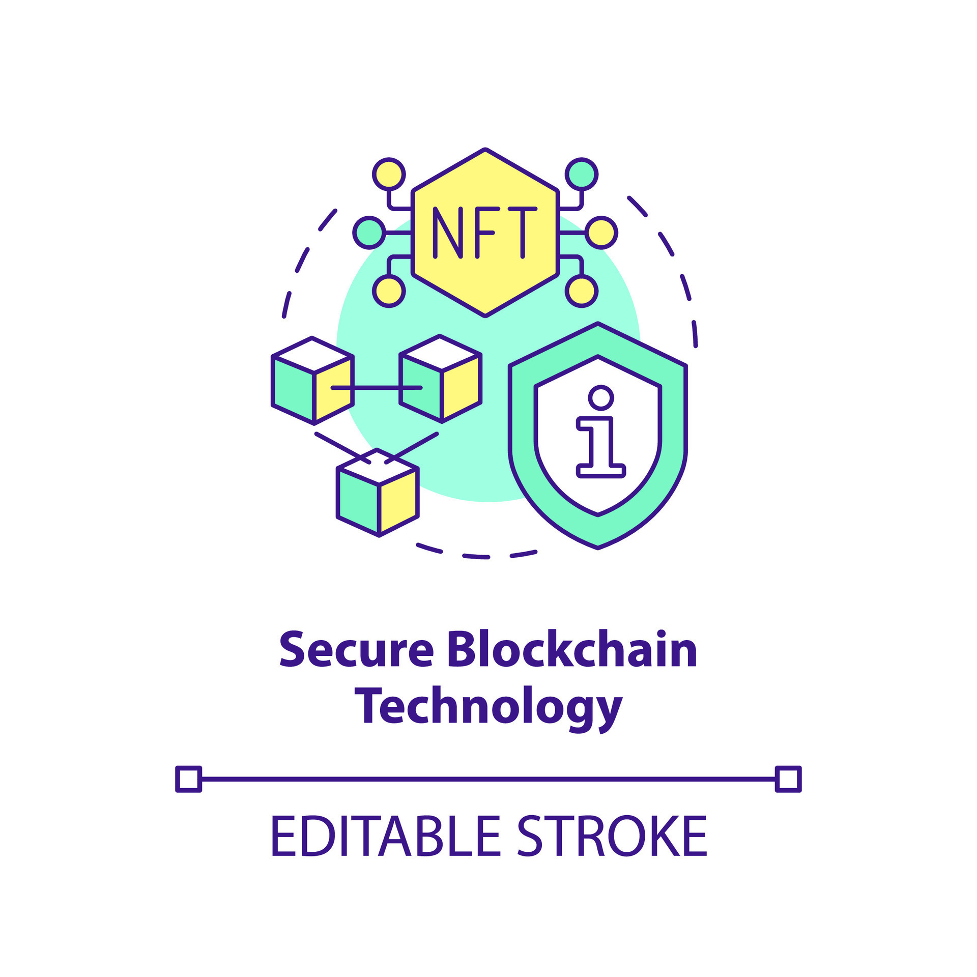 Secure Blockchain Technology Concept Icon Protected Transactions Nft