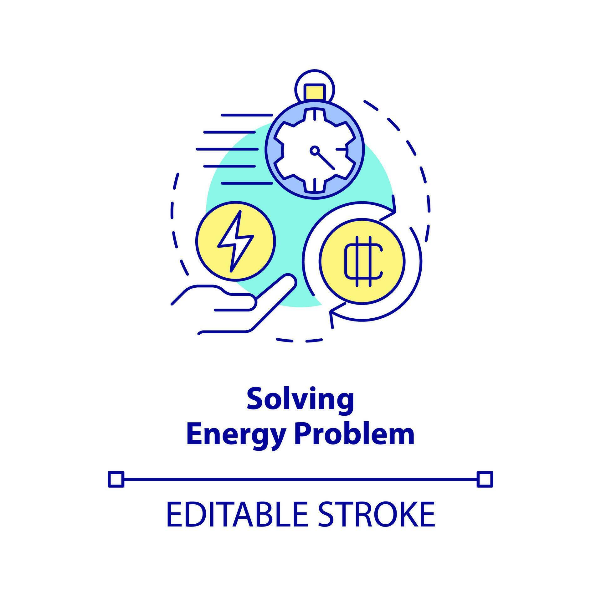 Solving energy problem concept icon. Reduce power consumption ...