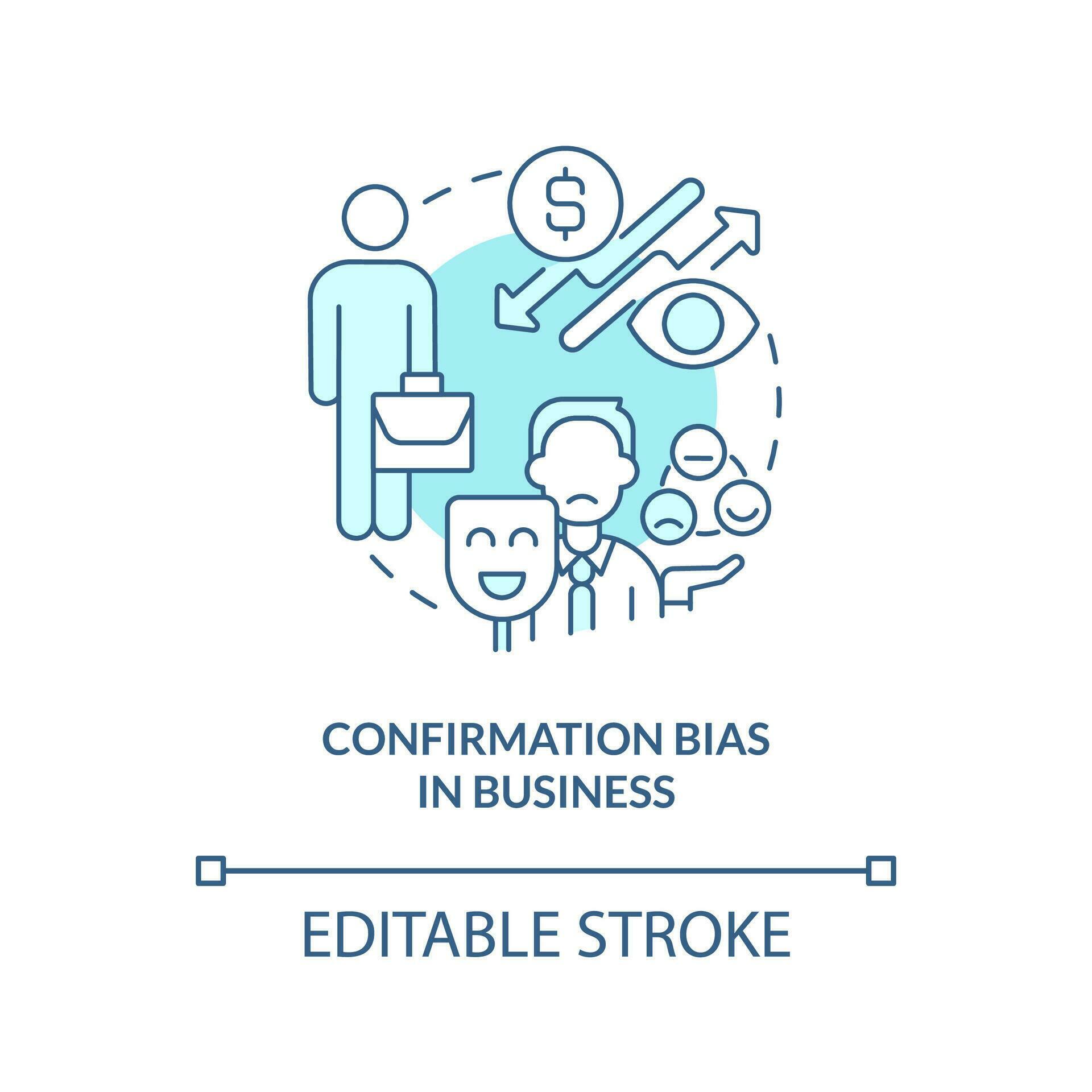 Confirmation Bias In Business Turquoise Concept Icon Unconscious