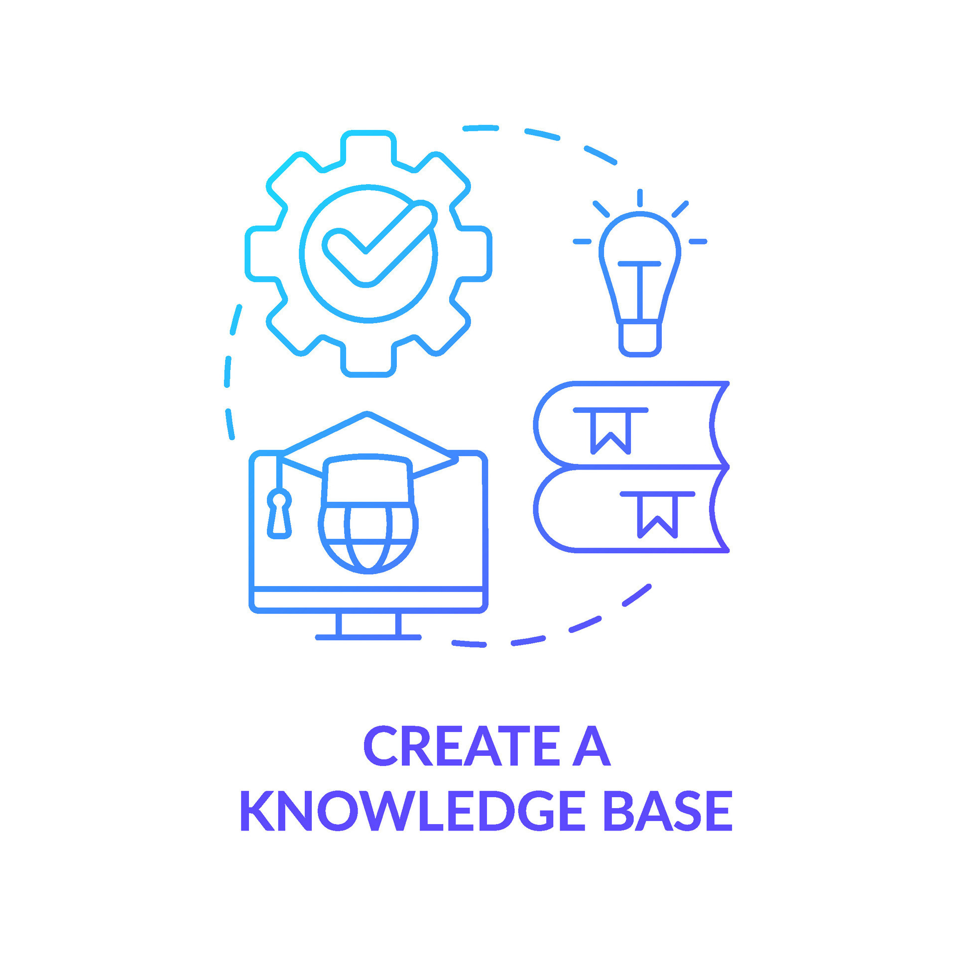 Create knowledge base blue gradient concept icon. Product feature and ...