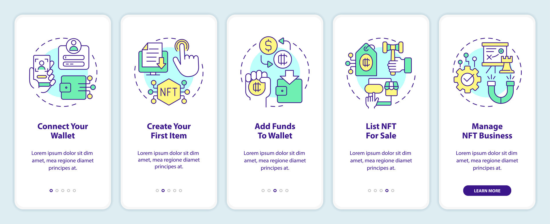 NFTs minting process onboarding mobile app screen. Technology ... NFTs minting process onboarding mobile app screen. Technology ...