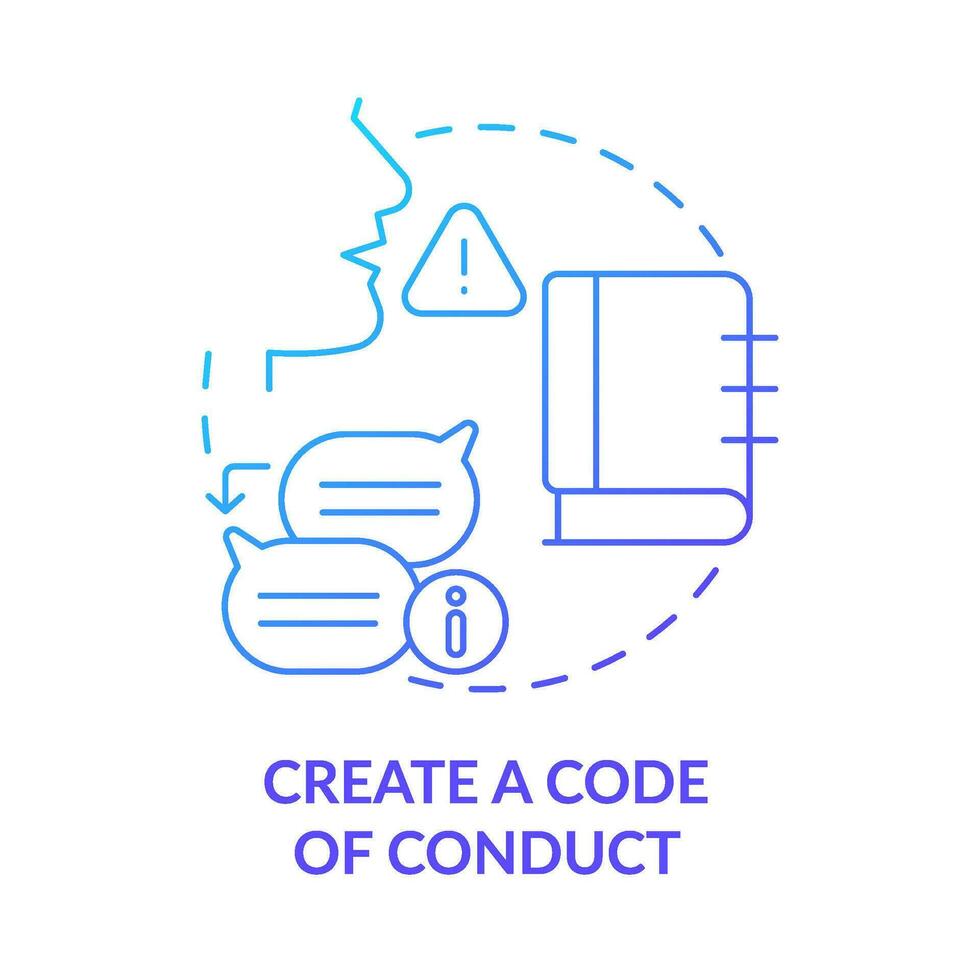 Create code of conduct blue gradient concept icon. Polite work. Maintain customer service policy ...