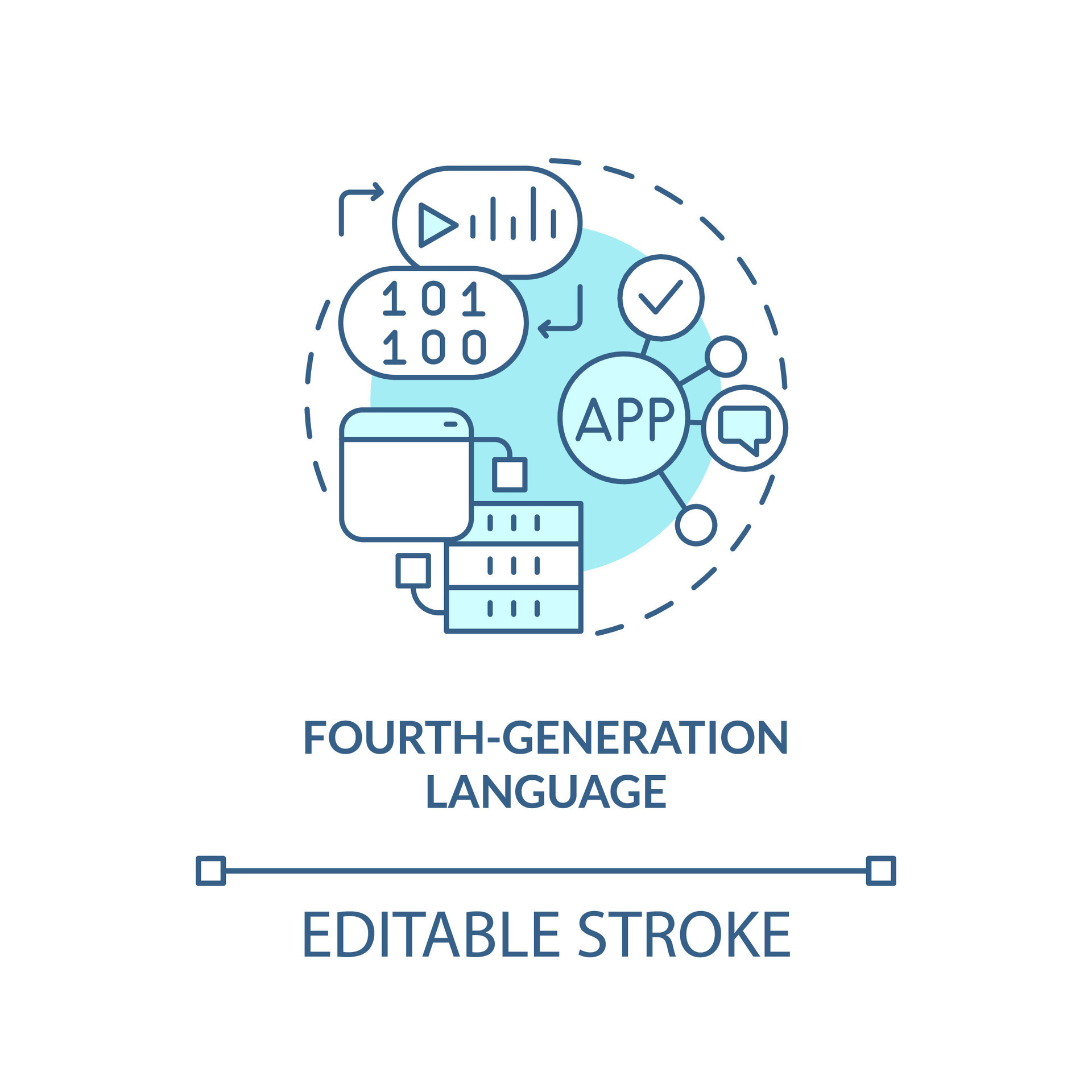 Fourth Generation Programming Language Turquoise Concept Icon Coding