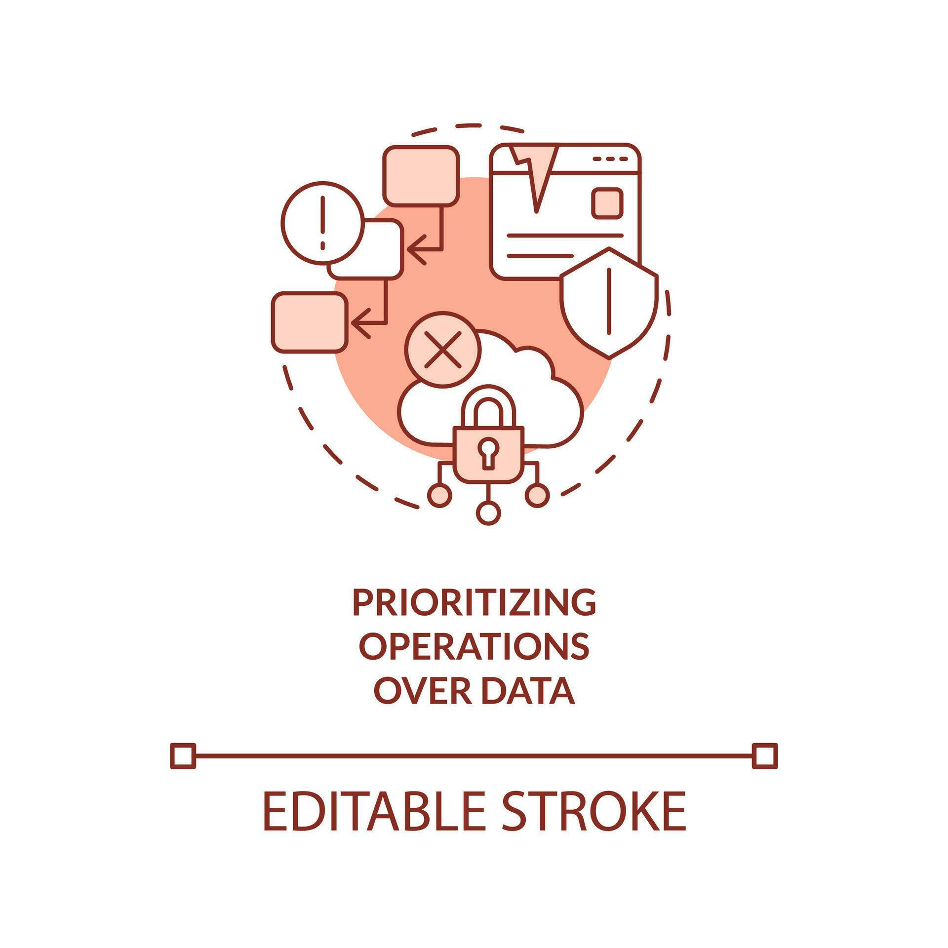 Prioritizing operations over data terracotta concept icon. Procedural programming abstract idea ...