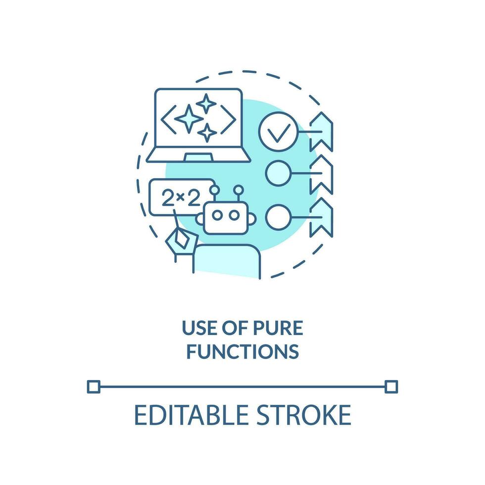 Use Of Pure Functions Turquoise Concept Icon Functional Programming