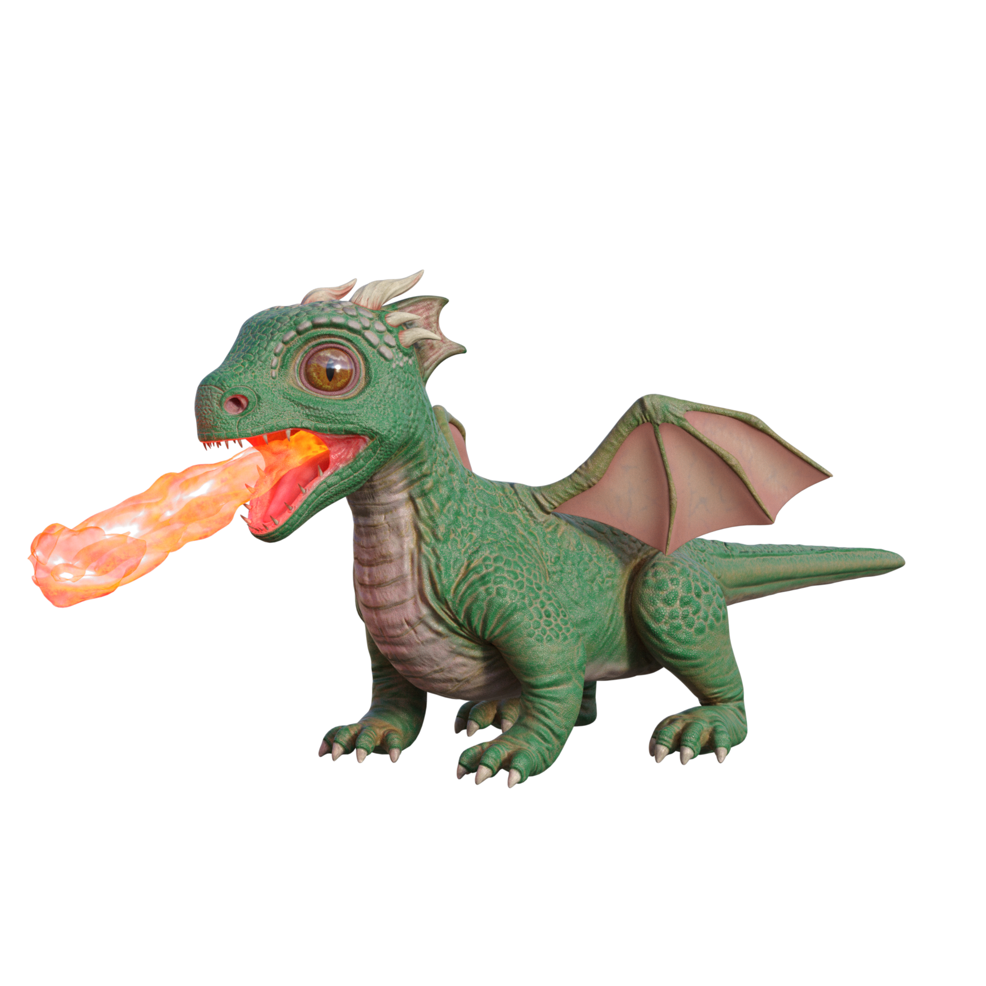 A Green Dragon Toy With A Fire In Its Mouth 27504394 Png