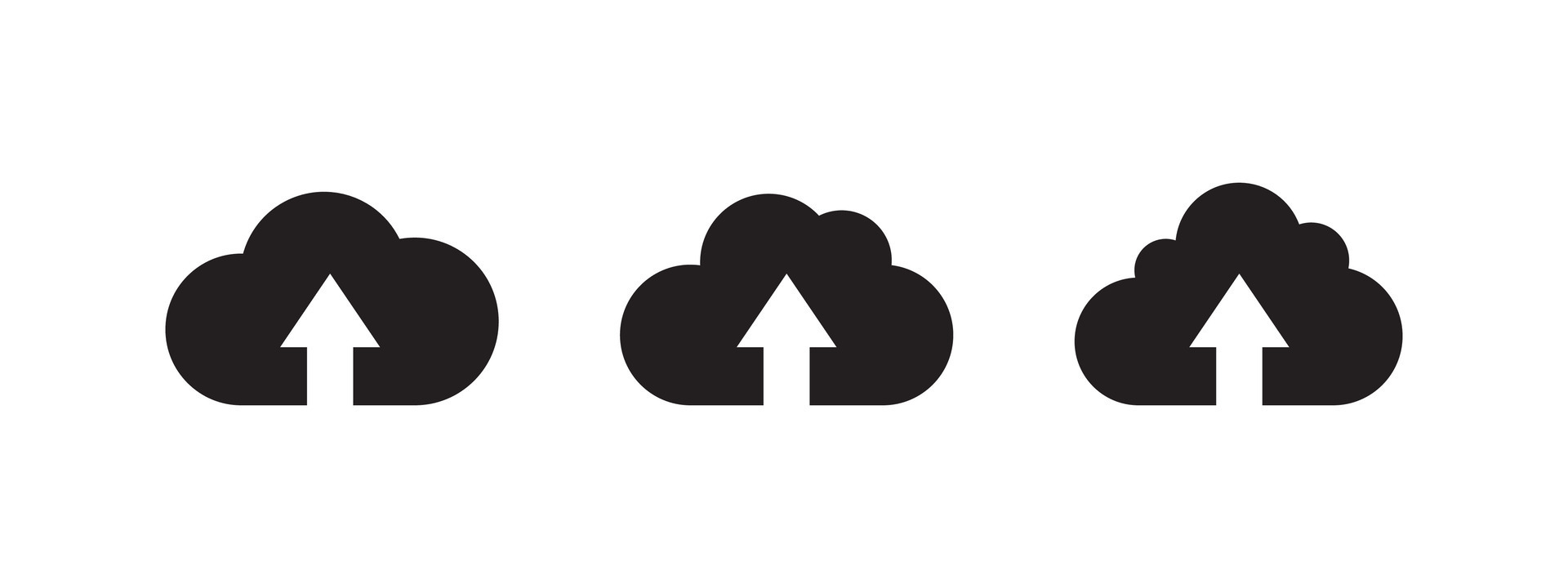 Cloud Storage Icons Black Clouds Functional Icons For Interfaces Vector Scalable Graphics