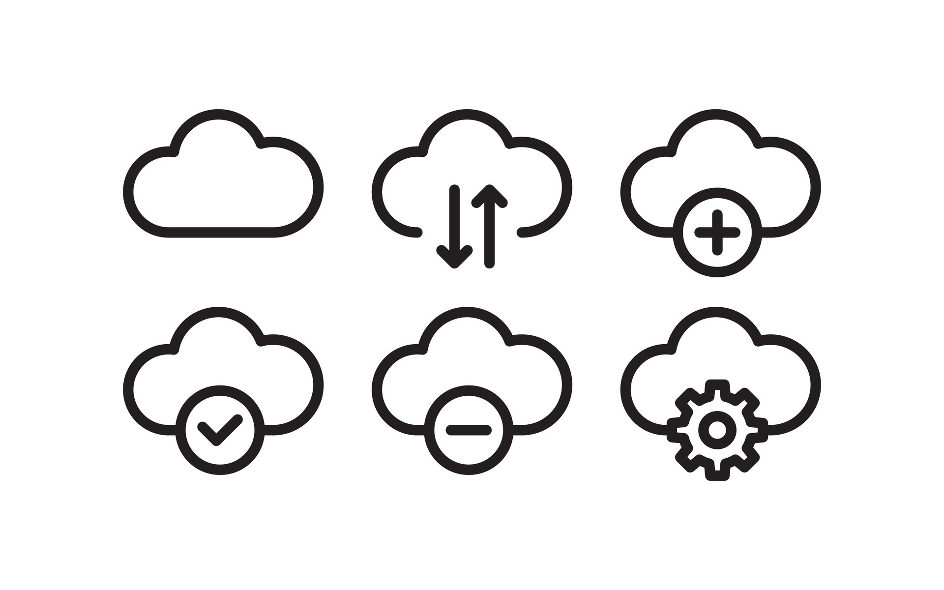 Cloud Icons Set Functional Icons For Interfaces Vector Scalable