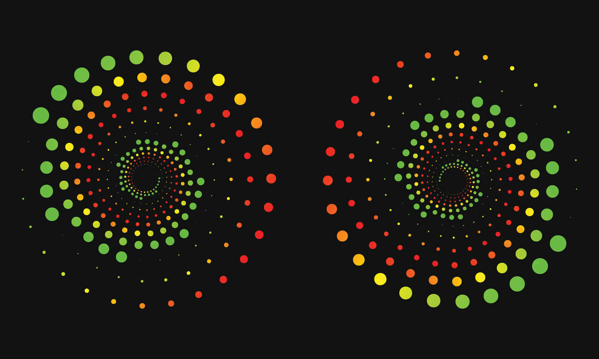 Abstract Orange Dotted Spiral Vortex On A Colorful Background Swirl Pattern Dots Vector