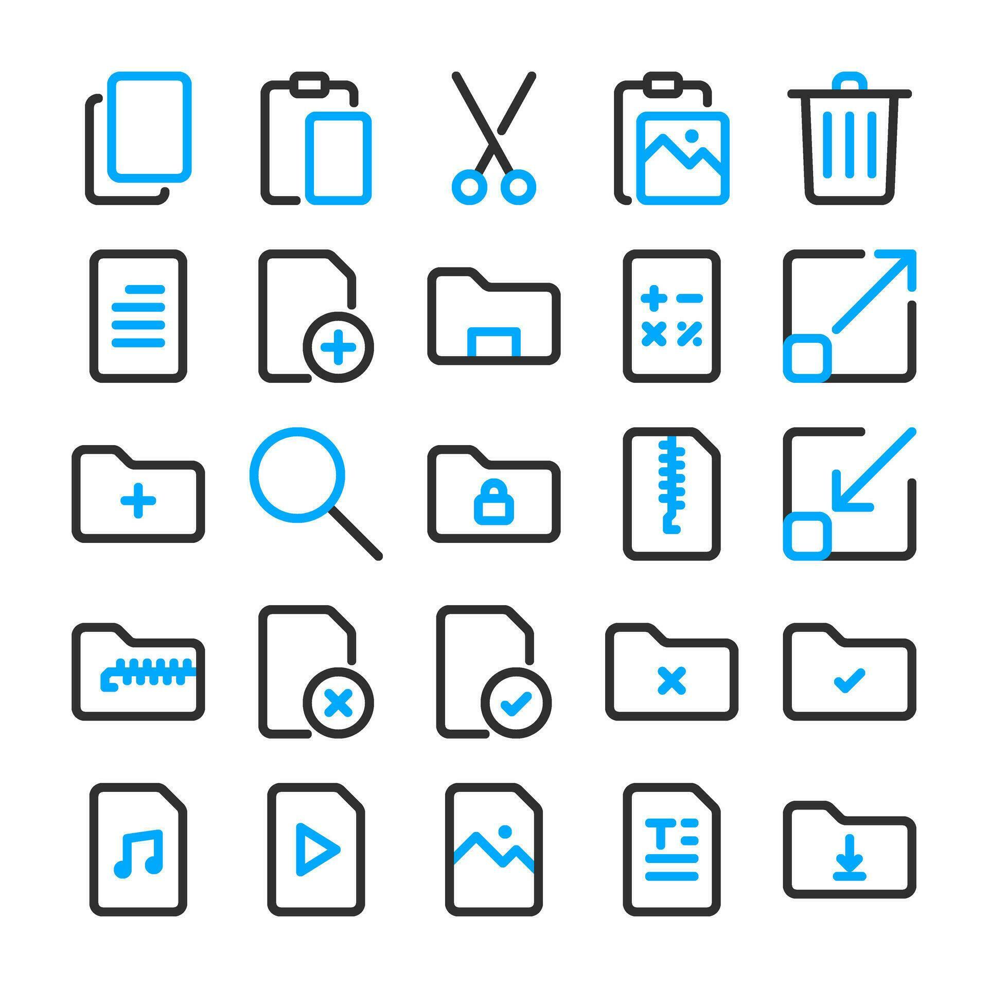 Documents file icon set, in dual tone style, suitable for business ...
