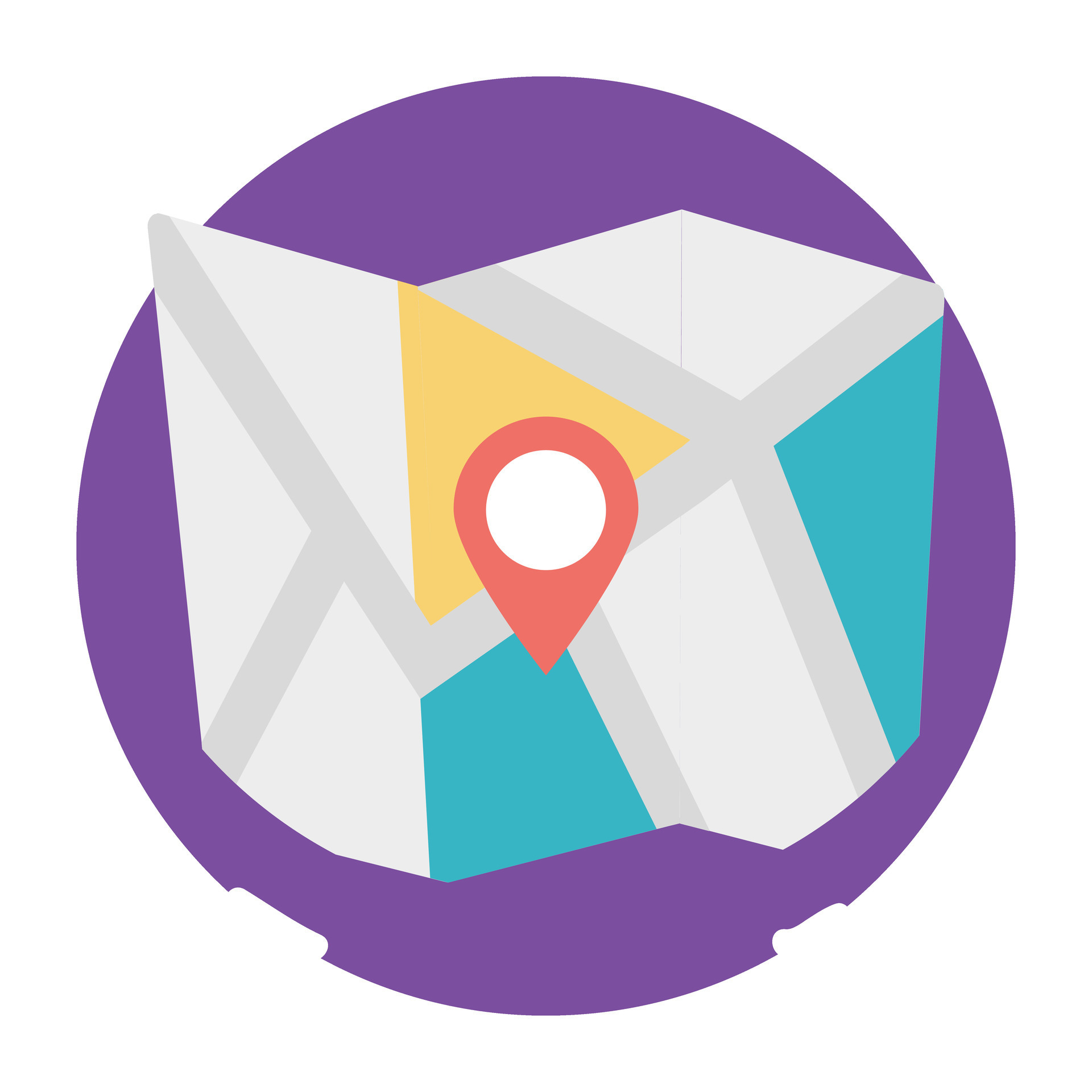 A Folding Map With Location Pointer Colored Vector Icon Design