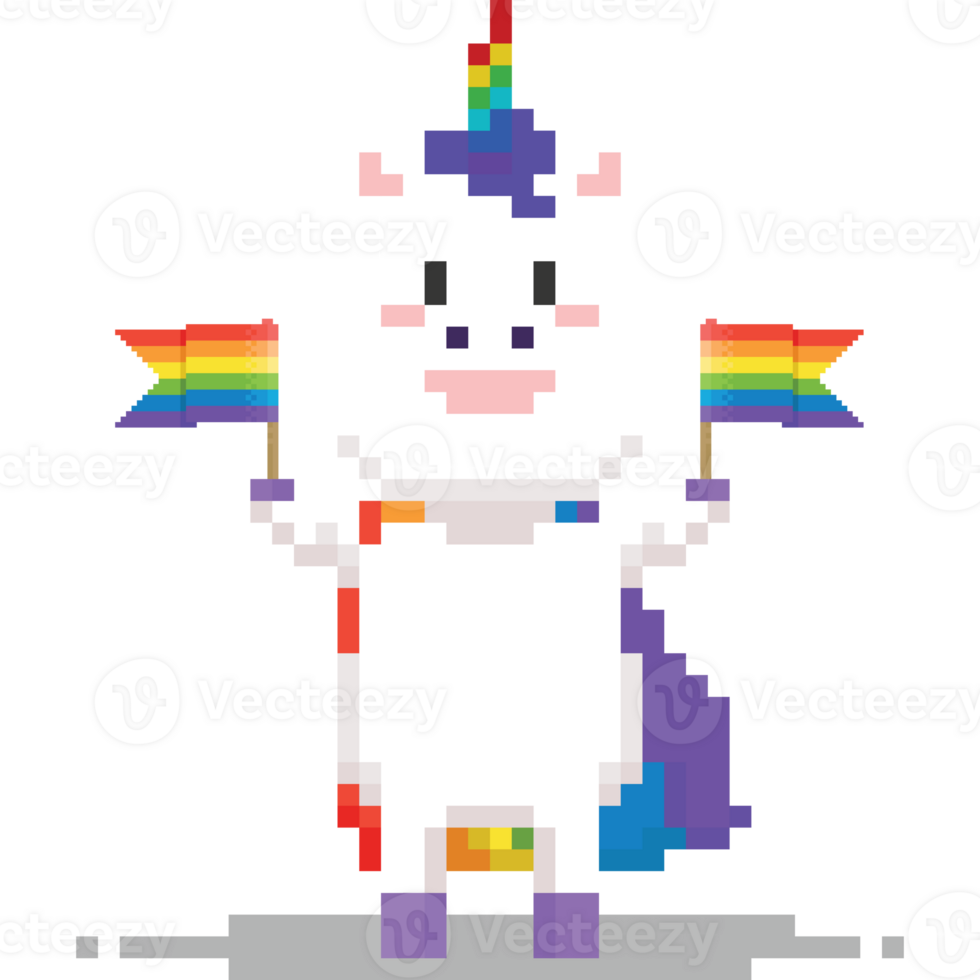 Pixel art unicorn character with rainbow flag 27517430 PNG Pixel art unicorn character with rainbow flag 27517430 PNG