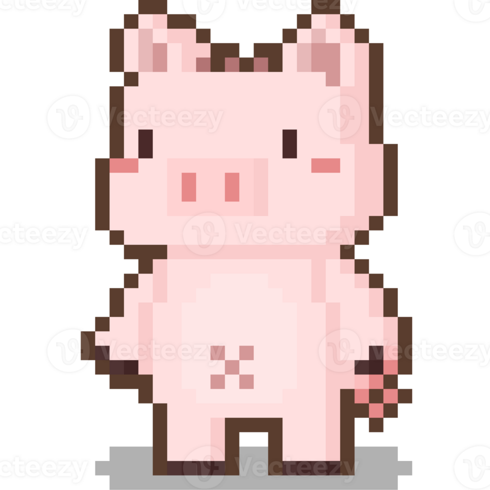 Pixel Art Cartoon Pig Character. 27517727 PNG