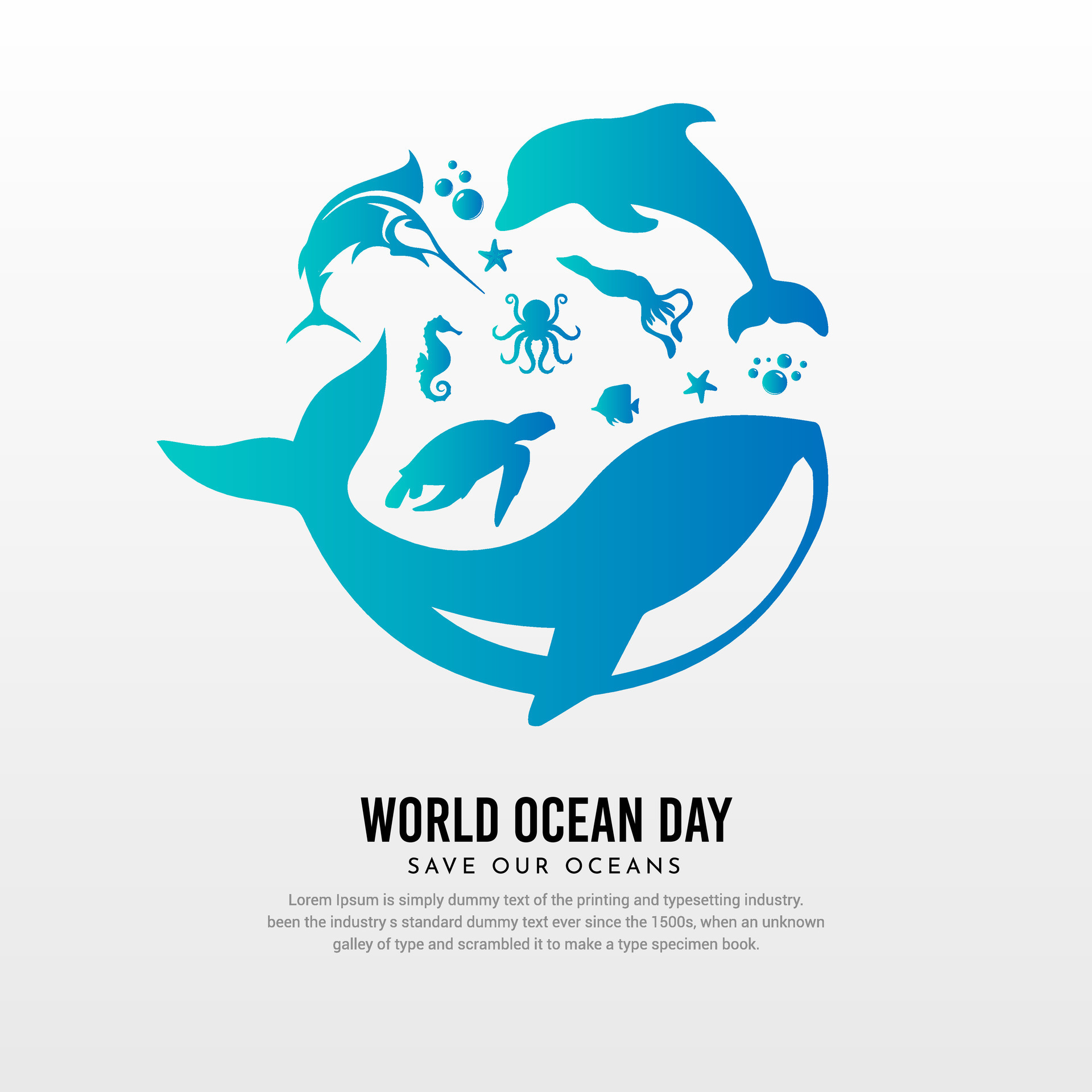 World Oceans Day Design Vector Lets Save Our Oceans Design Background